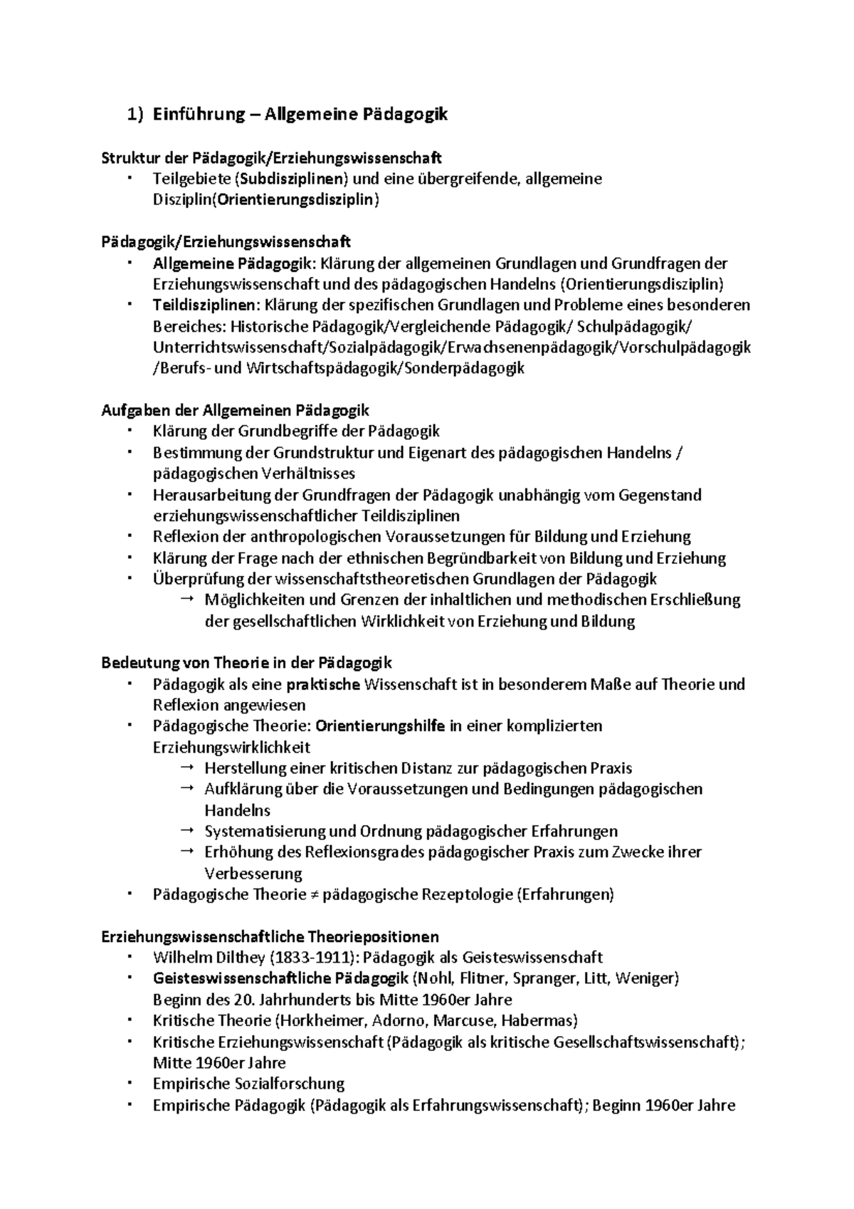 Allgemeine Pädagogik V 2 - 1) Einführung – Allgemeine Pädagogik ...