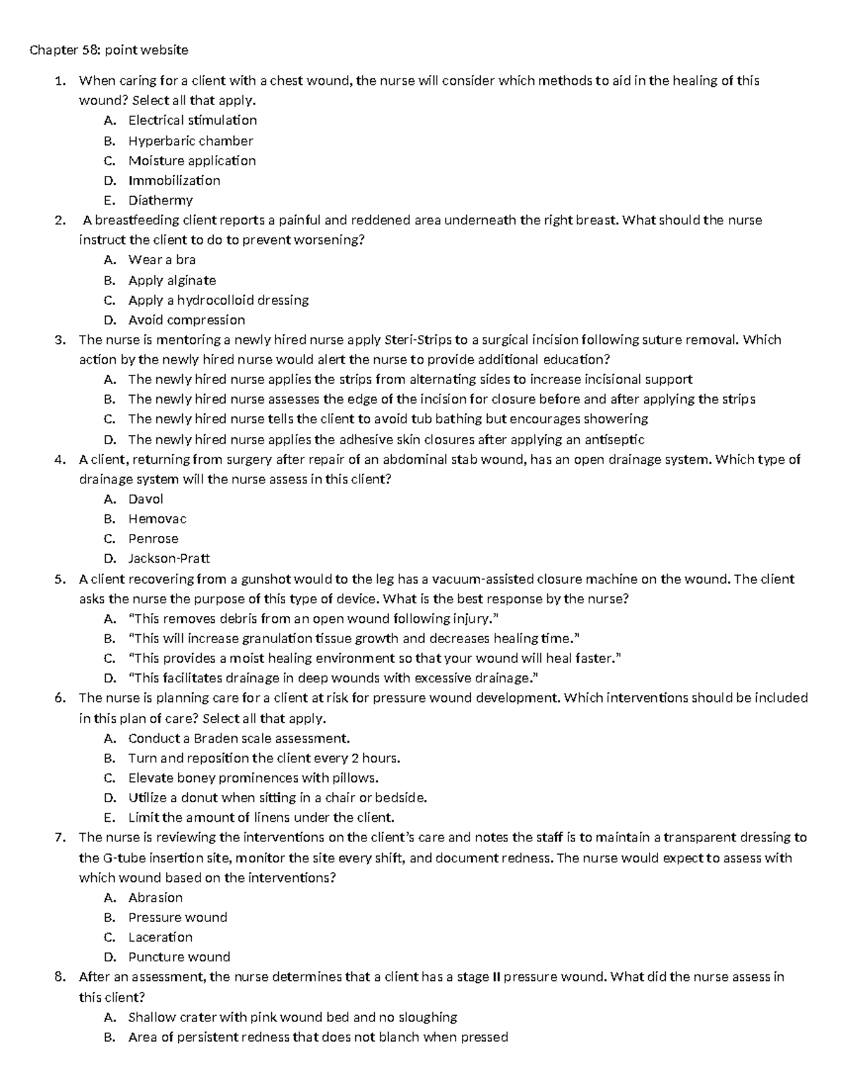 Chapter 58 thepoint - practice quiz - Chapter 58: point website 1. When ...