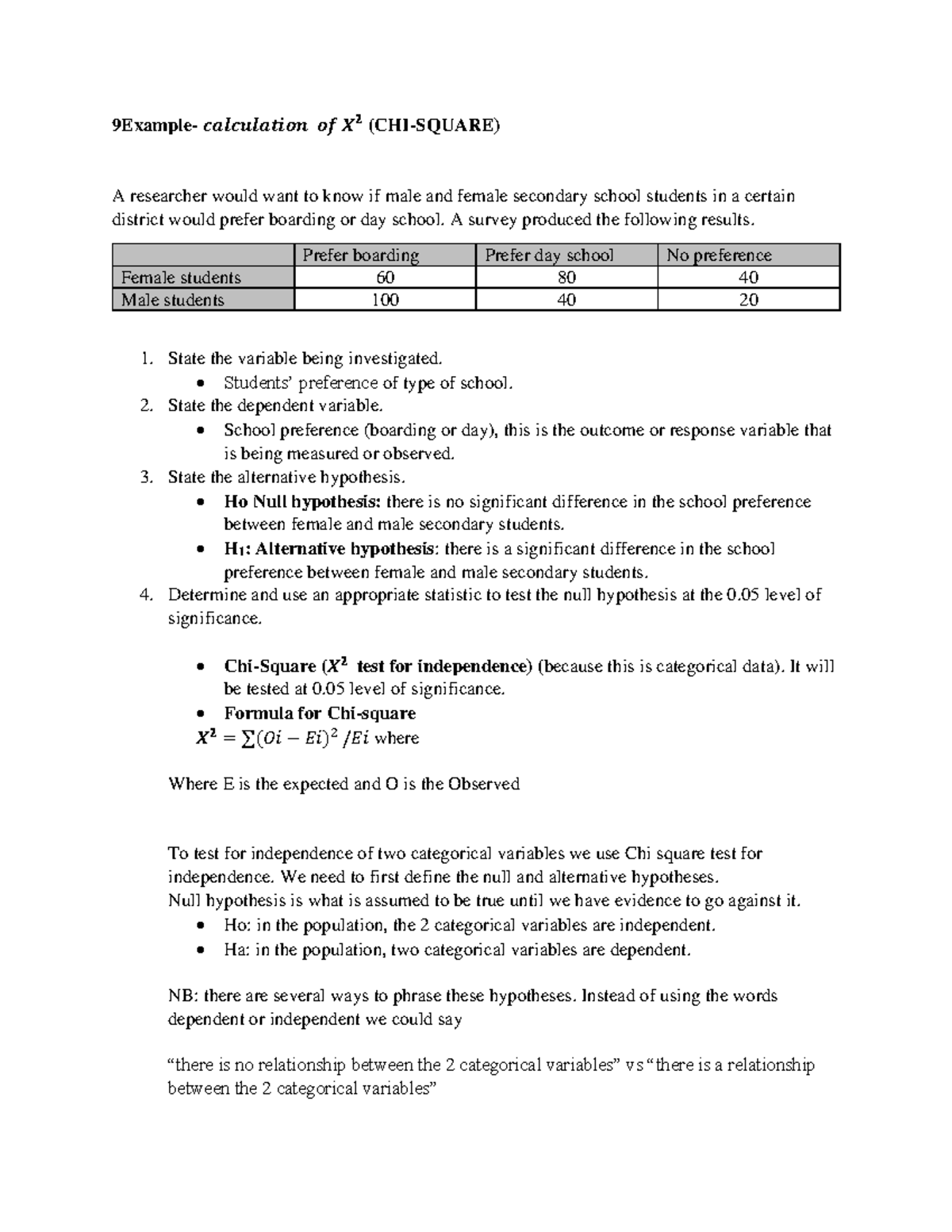 Example - Statistics - 9 Example- 𝒄𝒂𝒍𝒄𝒖𝒍𝒂𝒕𝒊𝒐𝒏 𝒐𝒇 𝑿𝟐 (CHI-SQUARE) A ...