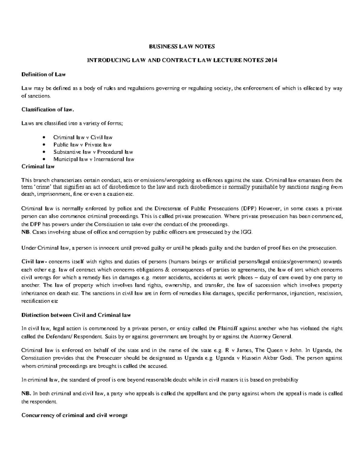 Business LAW Notes Introducing LAW AND C-1 - BUSINESS LAW NOTES ...