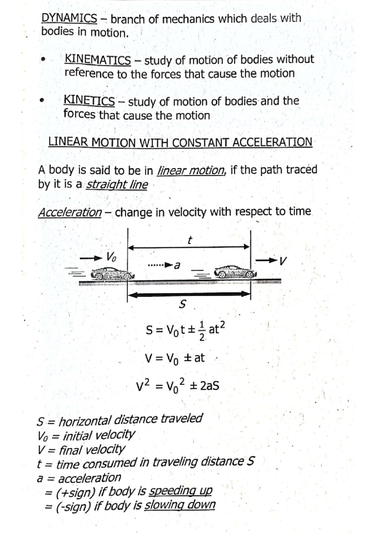 Kinematics, Free Falling Bodies and Projectile - BS Business ...