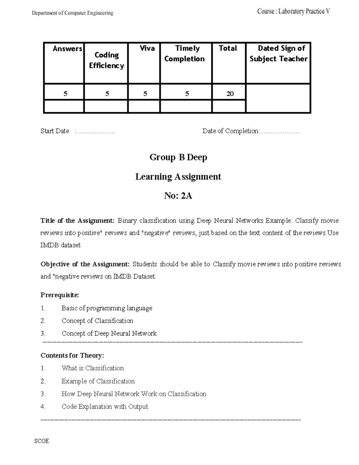 Lp v grpb 2a - practicals - Answers Coding Efficiency Viva Timely Completion Total Dated Sign of ...