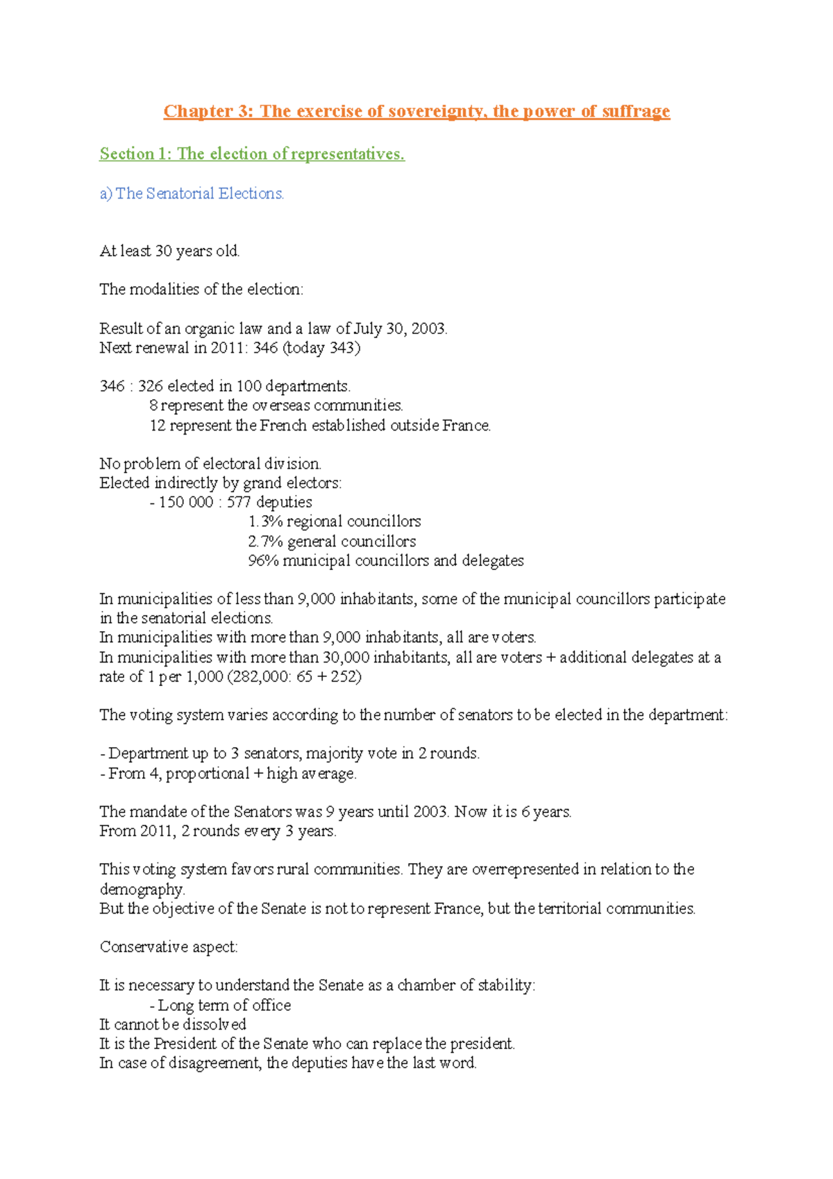 Constitutional Law 7 - Lecture notes 7 - Chapter 3: The exercise of ...