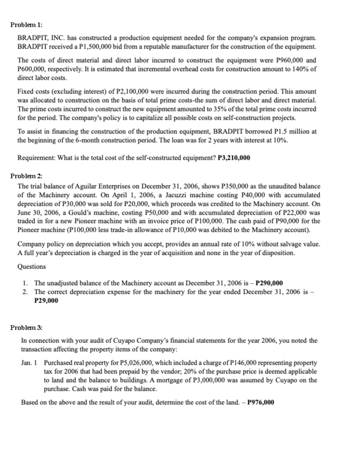 PPE - PPE - Financial Accounting and Reporting - Problem 1: Problem 2: Problem 3: - Studocu