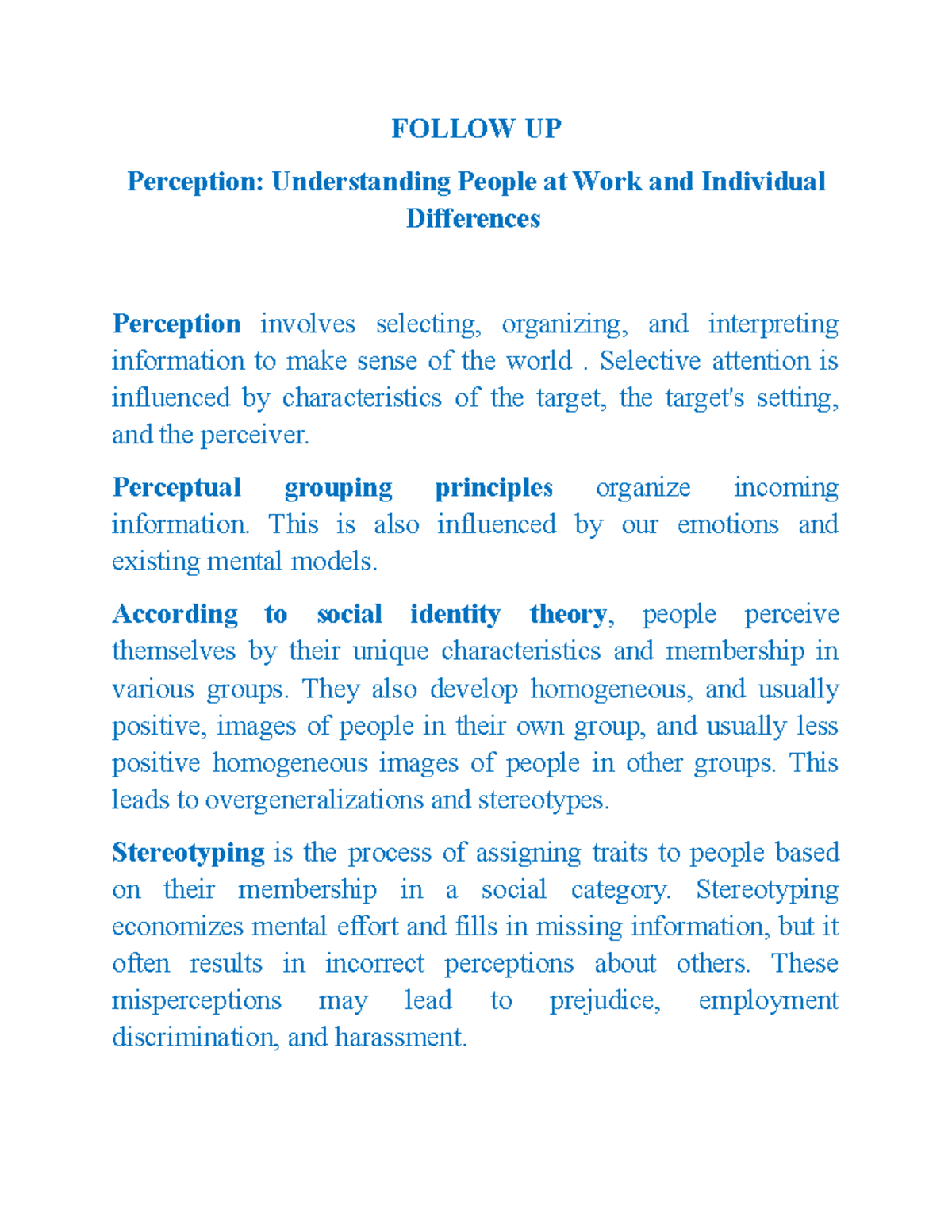 Perception Follow Up - FOLLOW UP Perception: Understanding People at ...