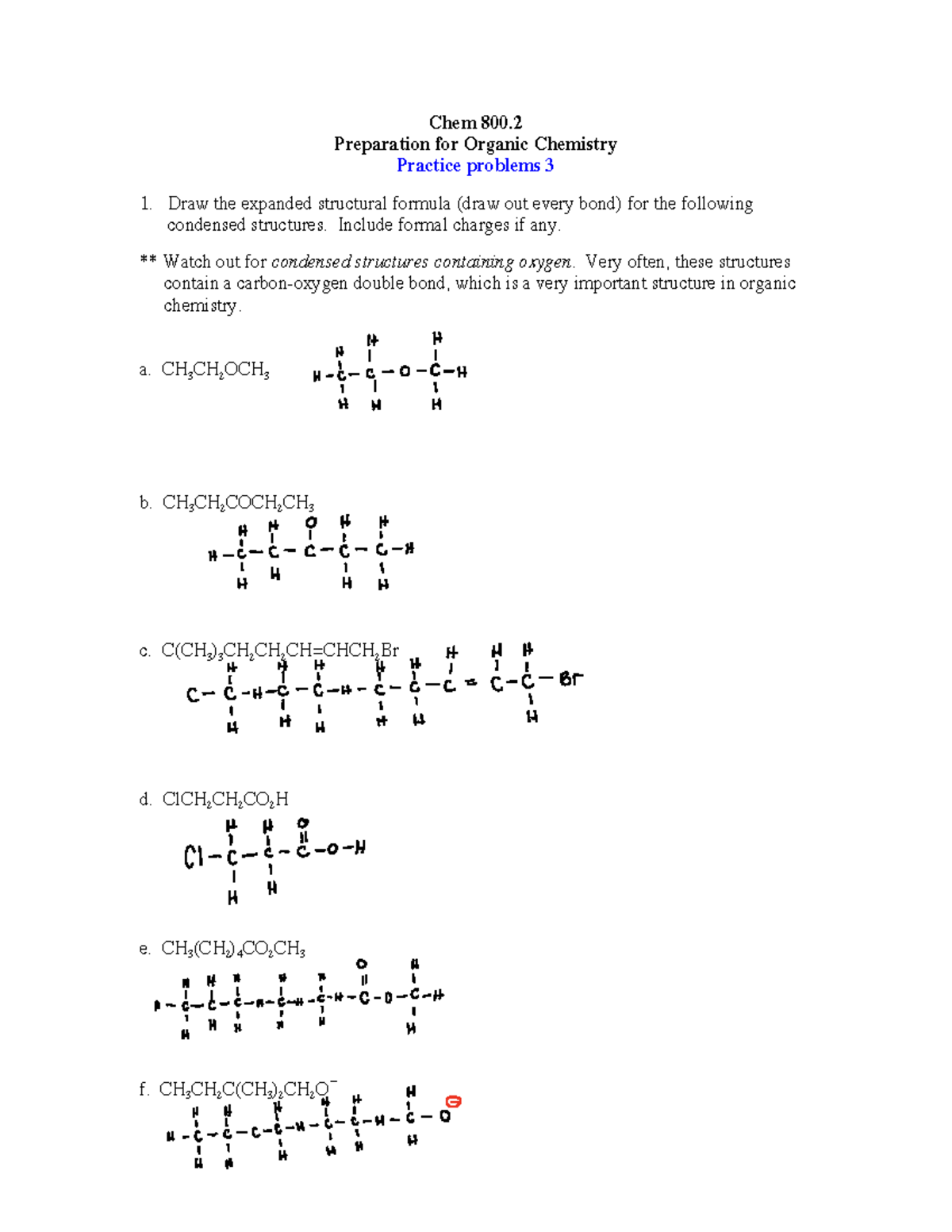 Problem #3 - Chem 800. Preparation for Organic Chemistry Practice ...