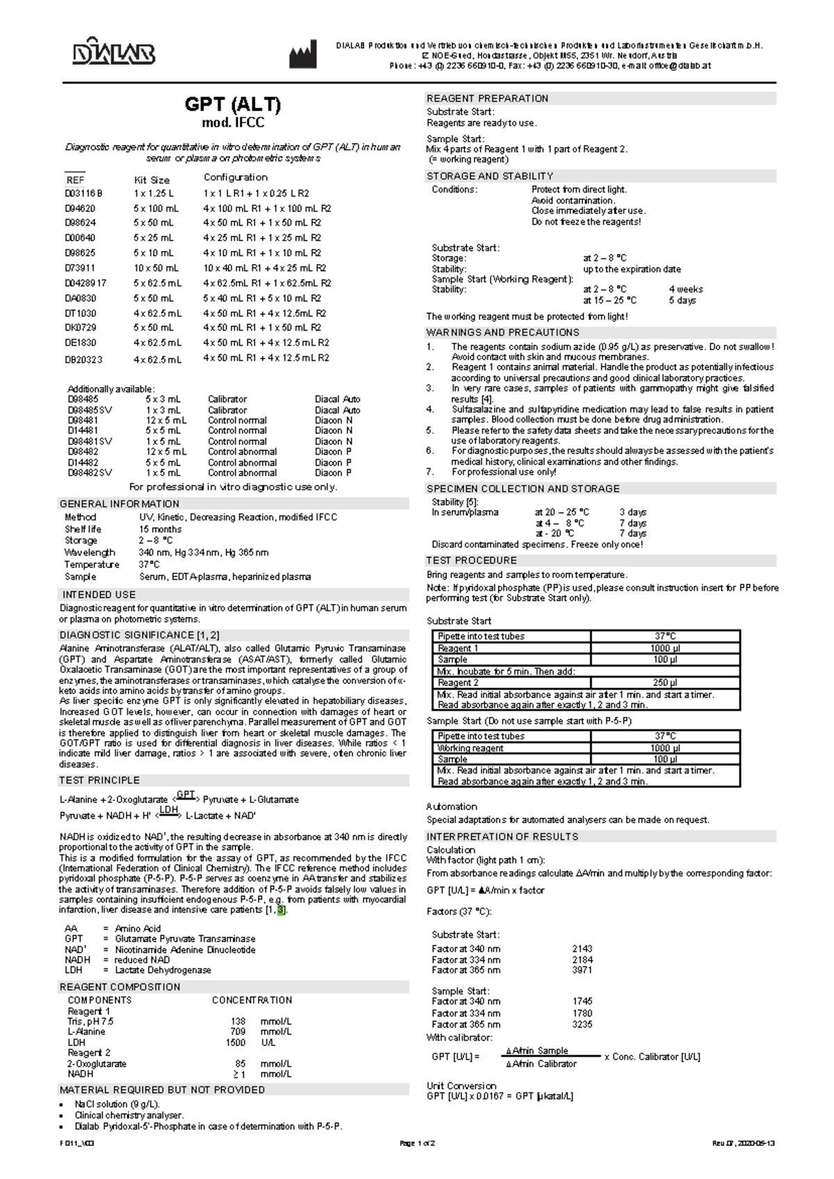 ALT package insert - Bbghyy6 - DIALAB Produktion und Vertrieb von ...