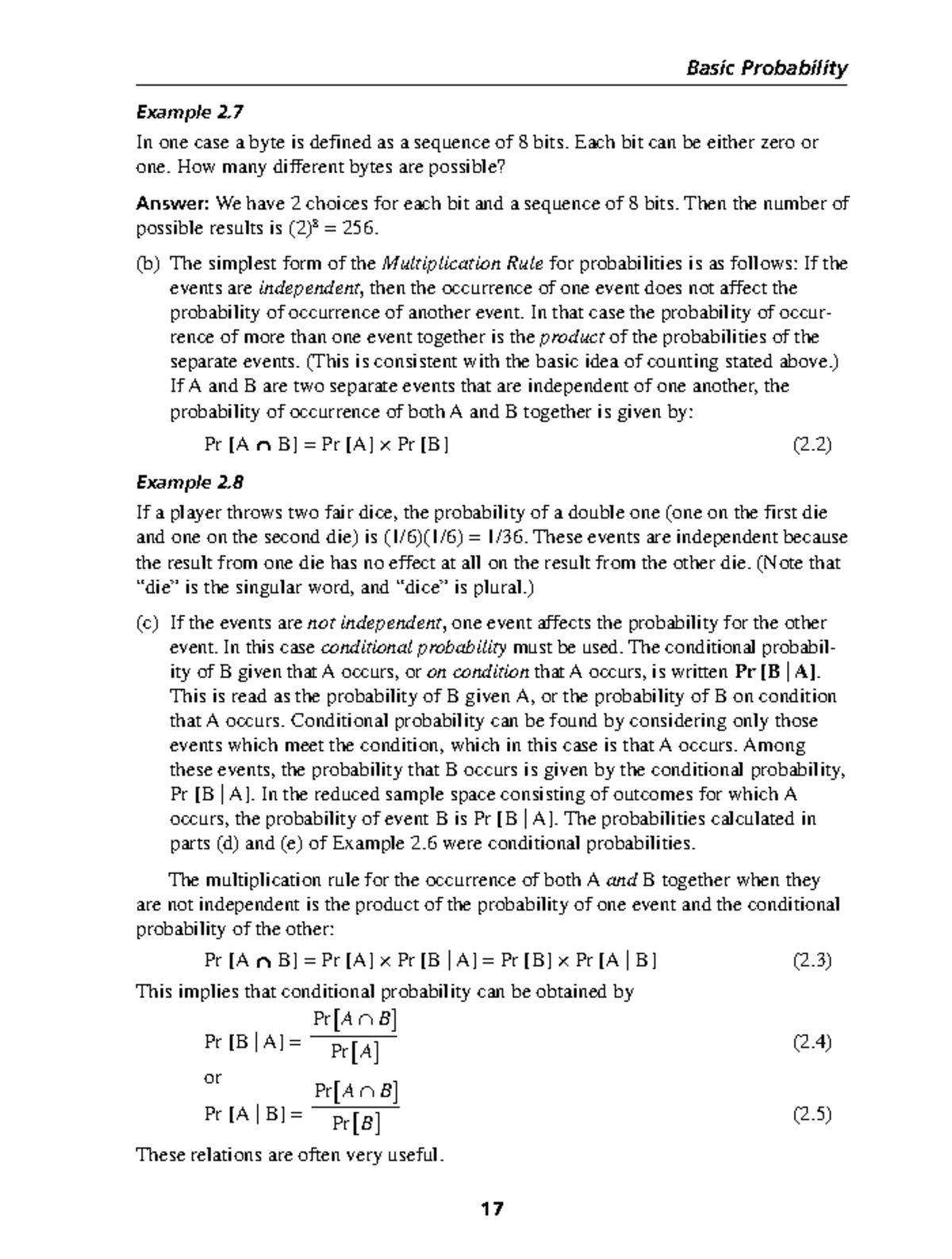 Basic Prob 3 - Basic Probability Example 2. In one case a byte is ...