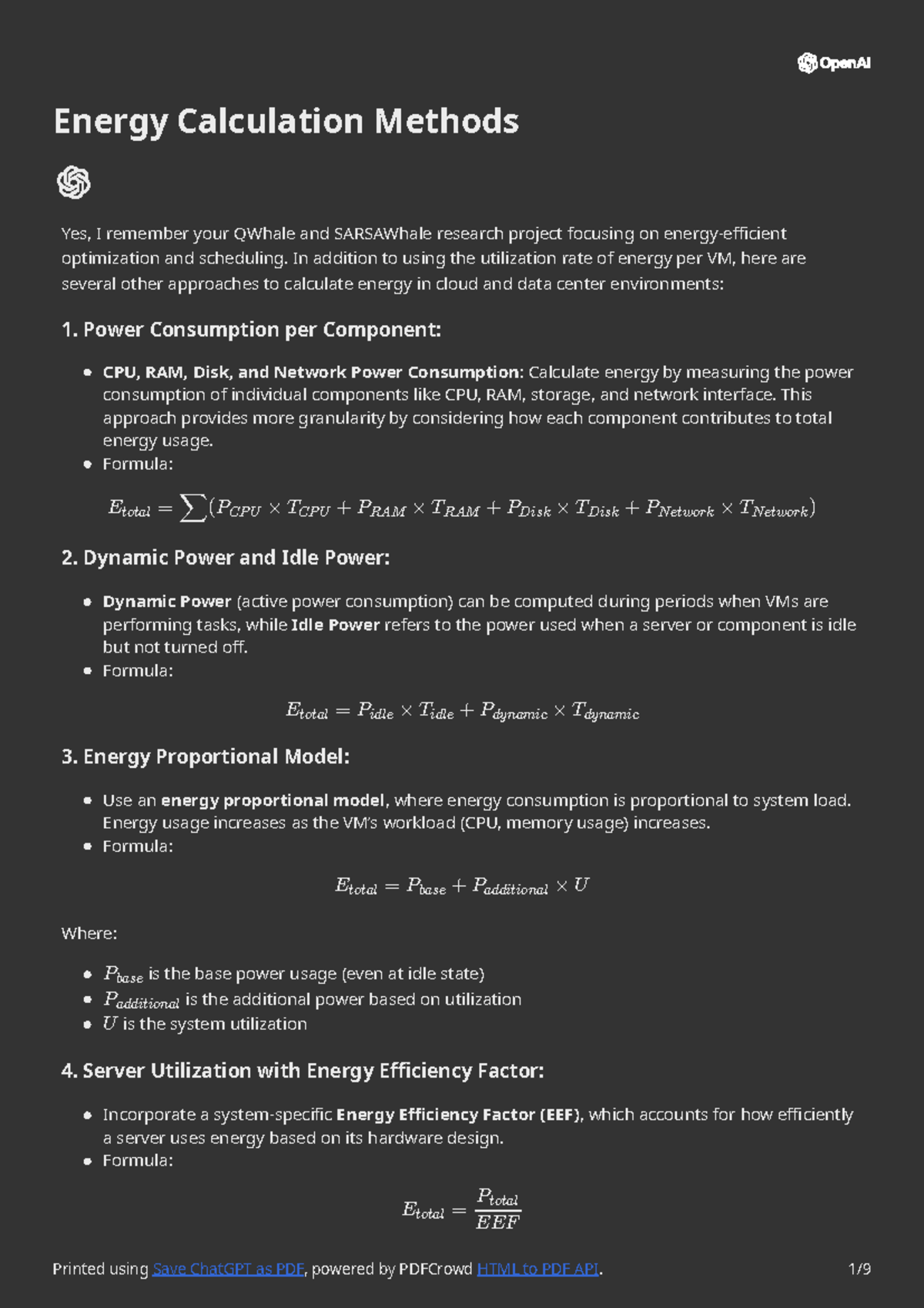 Energy Calculation Methods - In addition to using the utilization rate ...