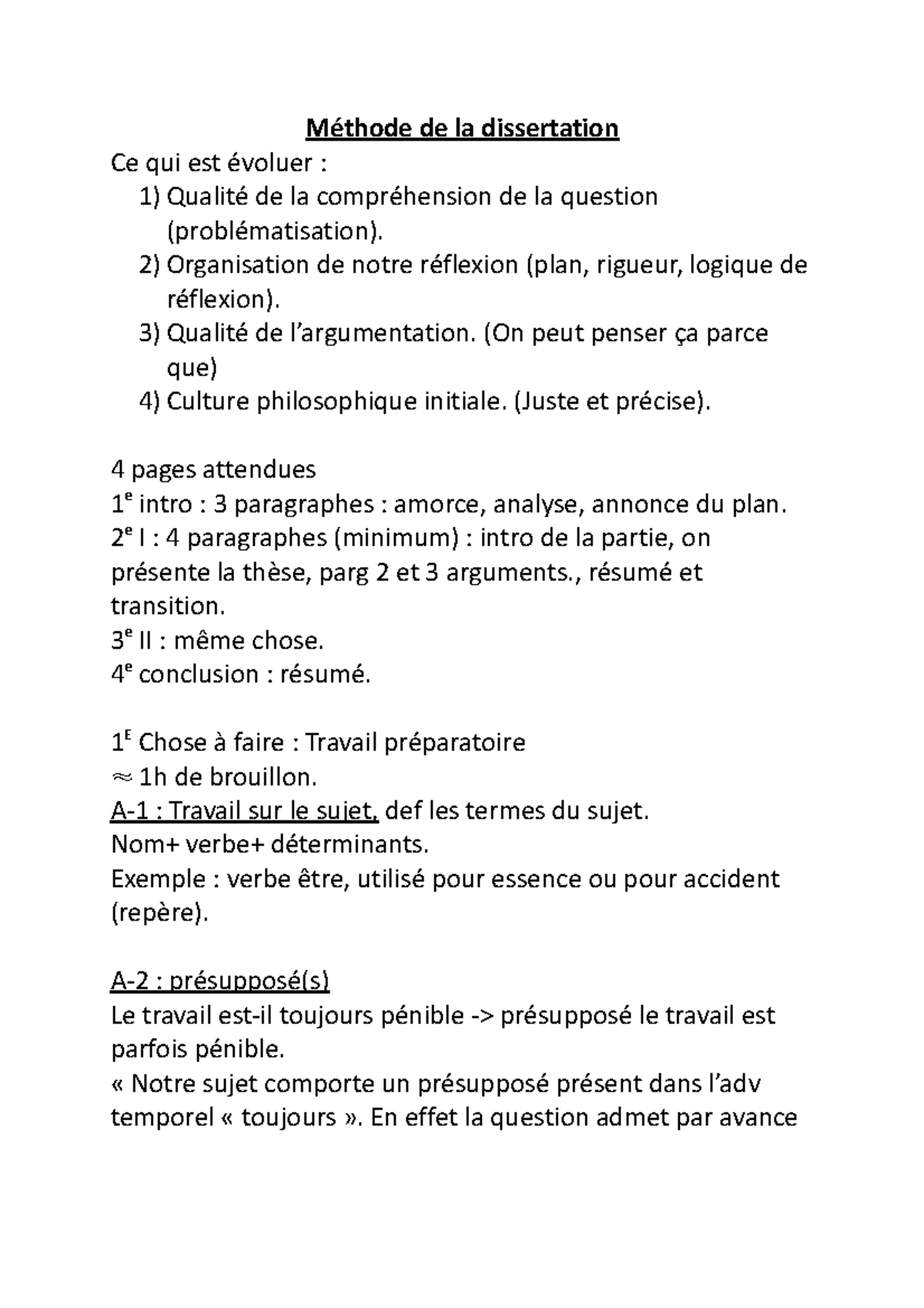 Méthode de la dissertation - Méthode de la dissertation Ce qui est ...