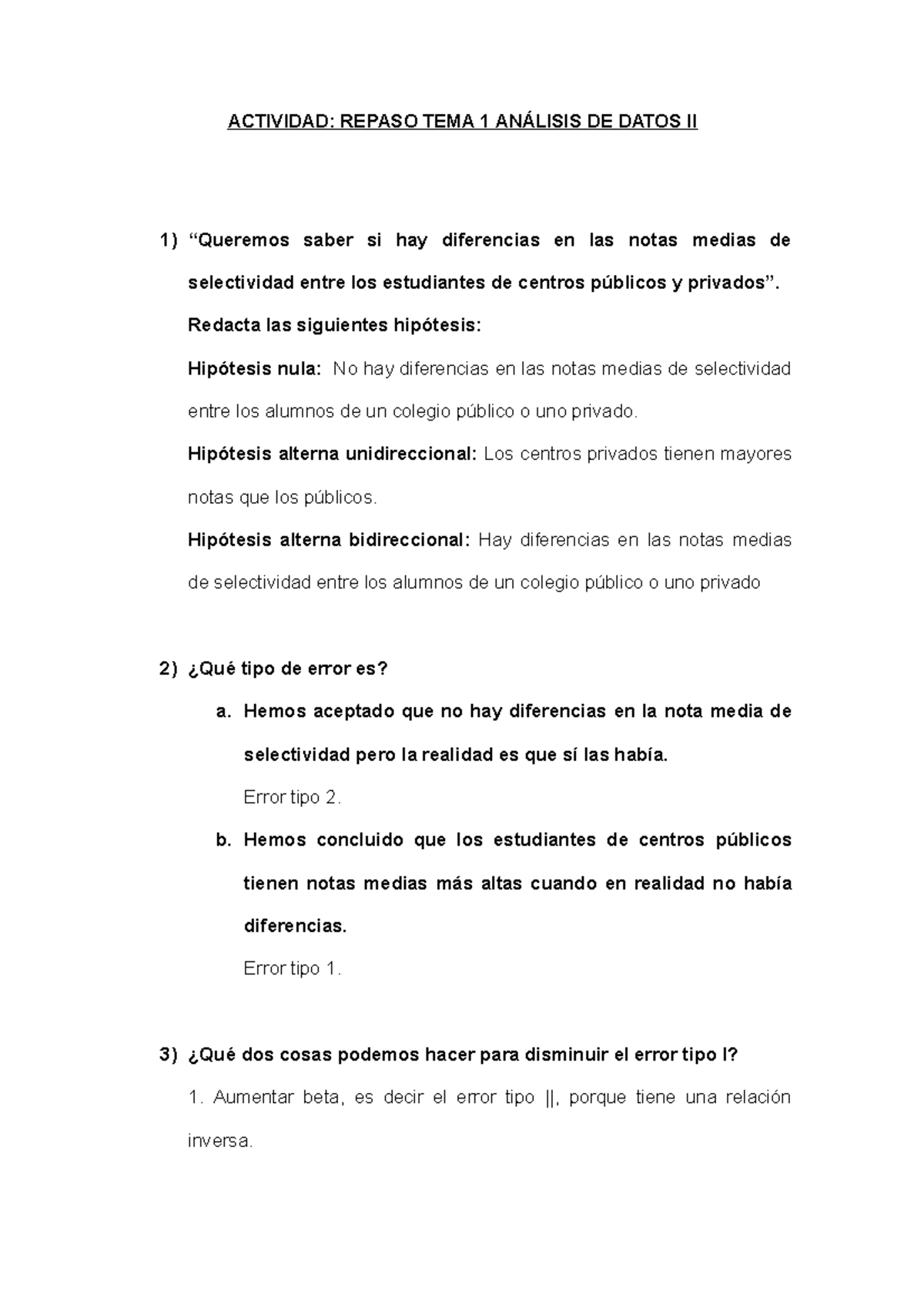 Actividad Repaso TEMA 1 Analisis DE Datos II - ACTIVIDAD: REPASO TEMA 1 ...