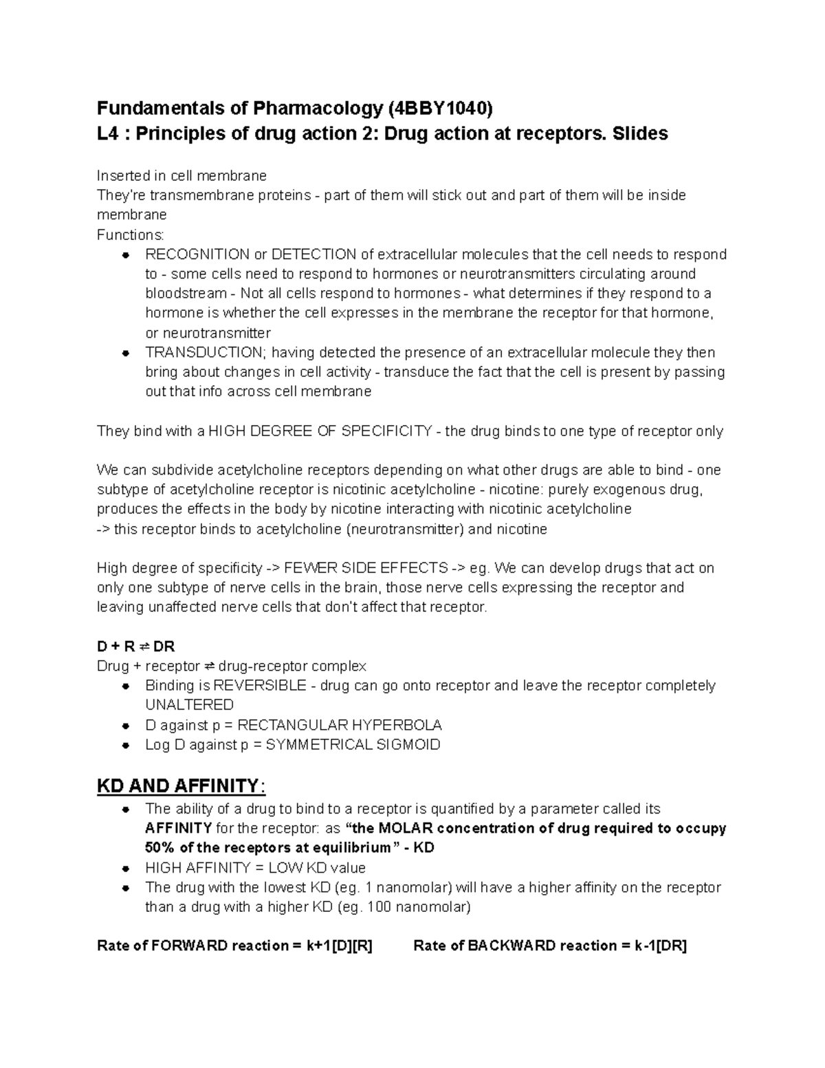 L4 Fundamentals of pharmacology - Fundamentals of Pharmacology ...
