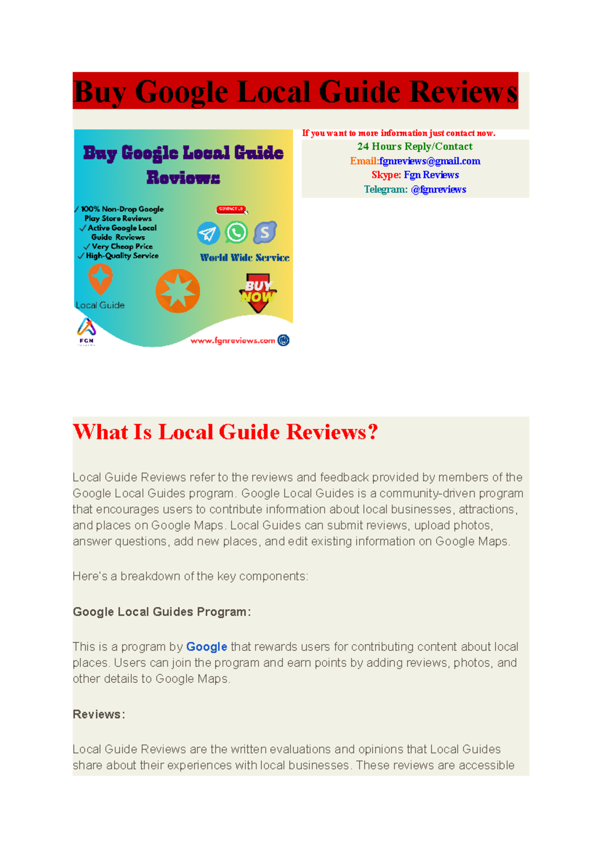 Buy Google Local Guide Reviews - 24 Hours Reply/Contact Email ...