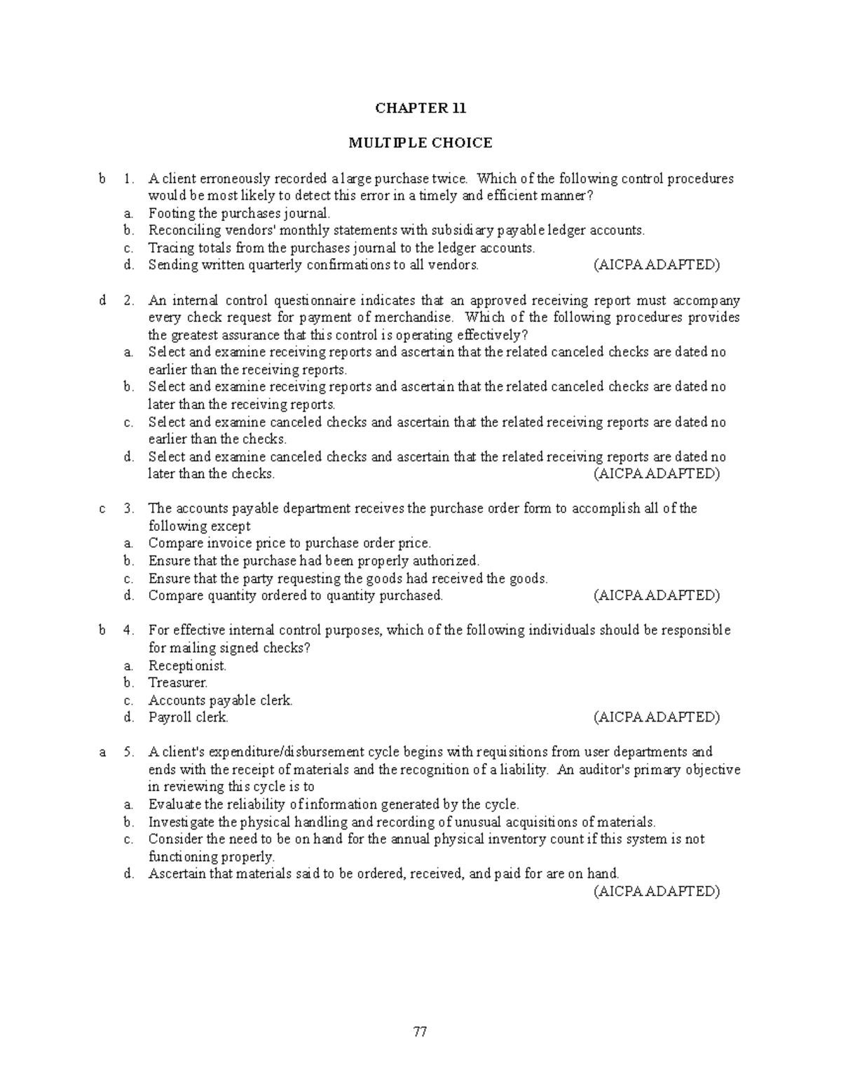 Exam 14 February 2020, questions and answers - CHAPTER 11 MULTIPLE ...
