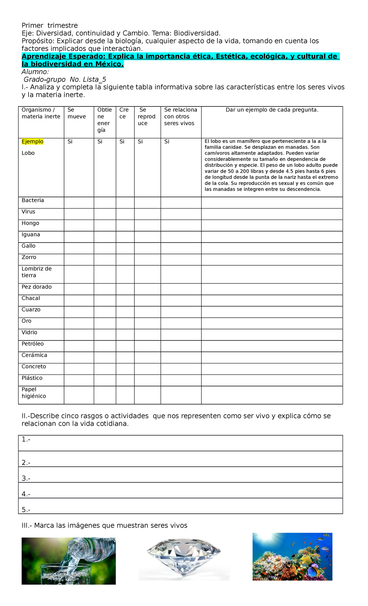 T1A1.La biodiversidad - Primer trimestre Eje: Diversidad, continuidad y ...
