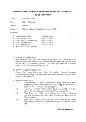 Minit Mesyuarat 1- Perlantikan Ahli Jawatankuasa - MINIT MESYUARAT KALI PERTAMA PERLANTIKAN AHLI ...