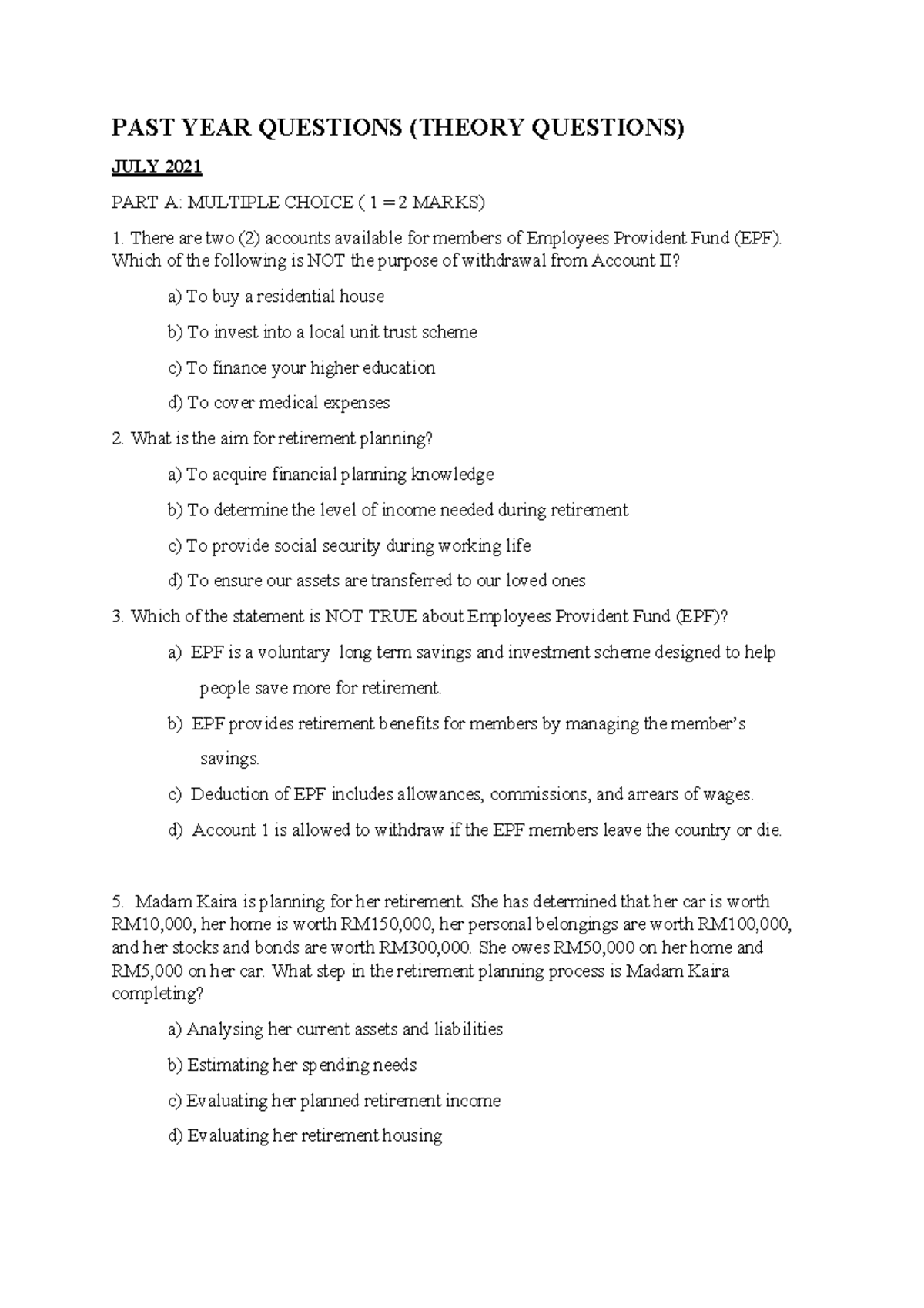 Chapter 7 fin - pyq - PAST YEAR QUESTIONS (THEORY QUESTIONS) JULY 2021 ...