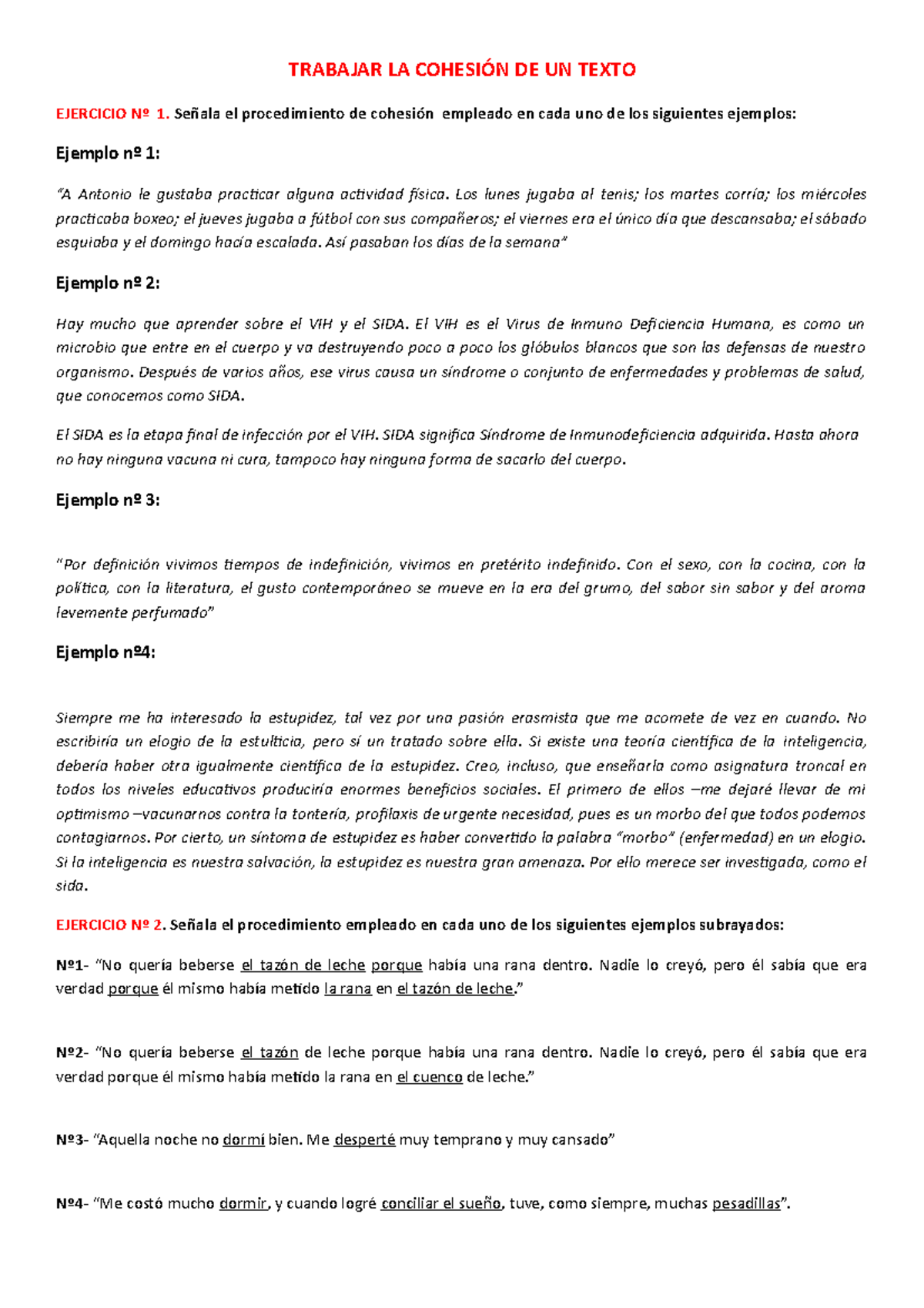 411129804 Ejercicios Trabajar La Cohesion de Un Texto - TRABAJAR LA ...