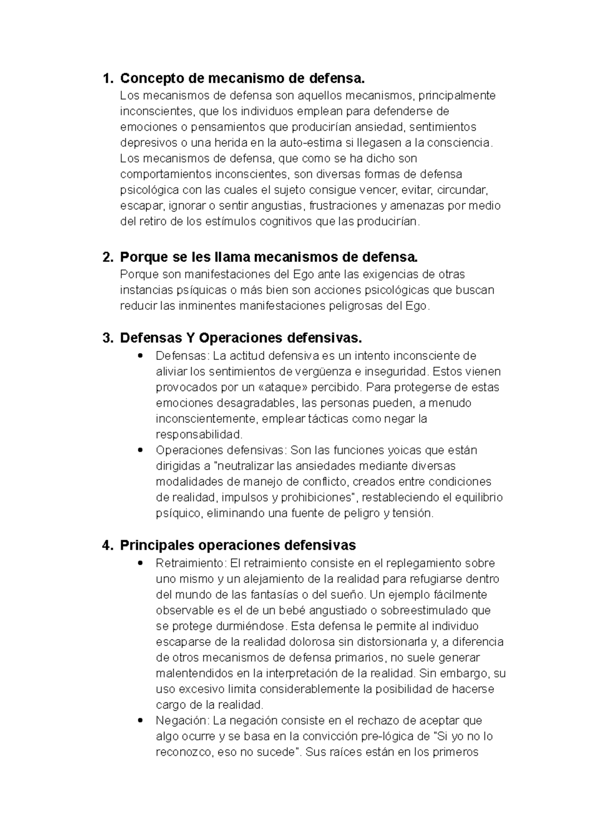 resumen mecanismos de Defensas y operaciones defensivas - 1. Concepto ...