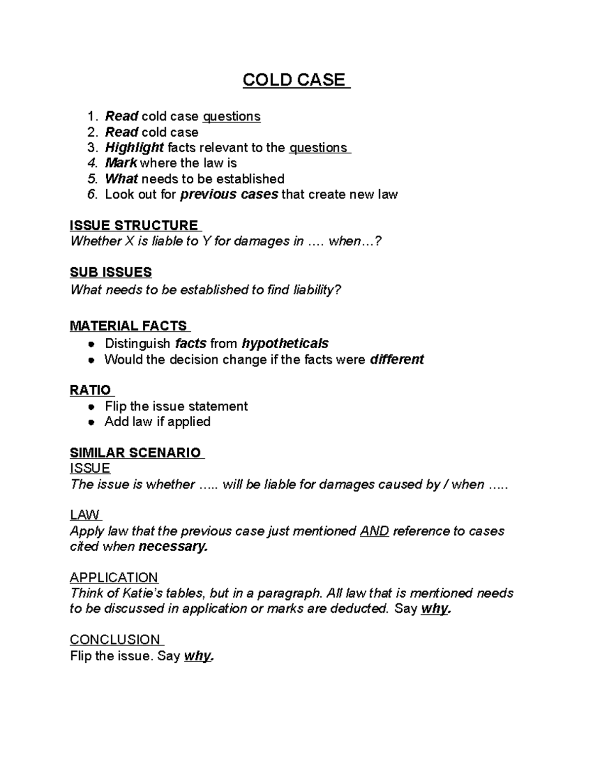 Final Exam Cheat Sheet LAWS122 COLD CASE Read Cold Case Questions final-exam-cheat-sheet-laws122-cold-case-read-cold-case-questions