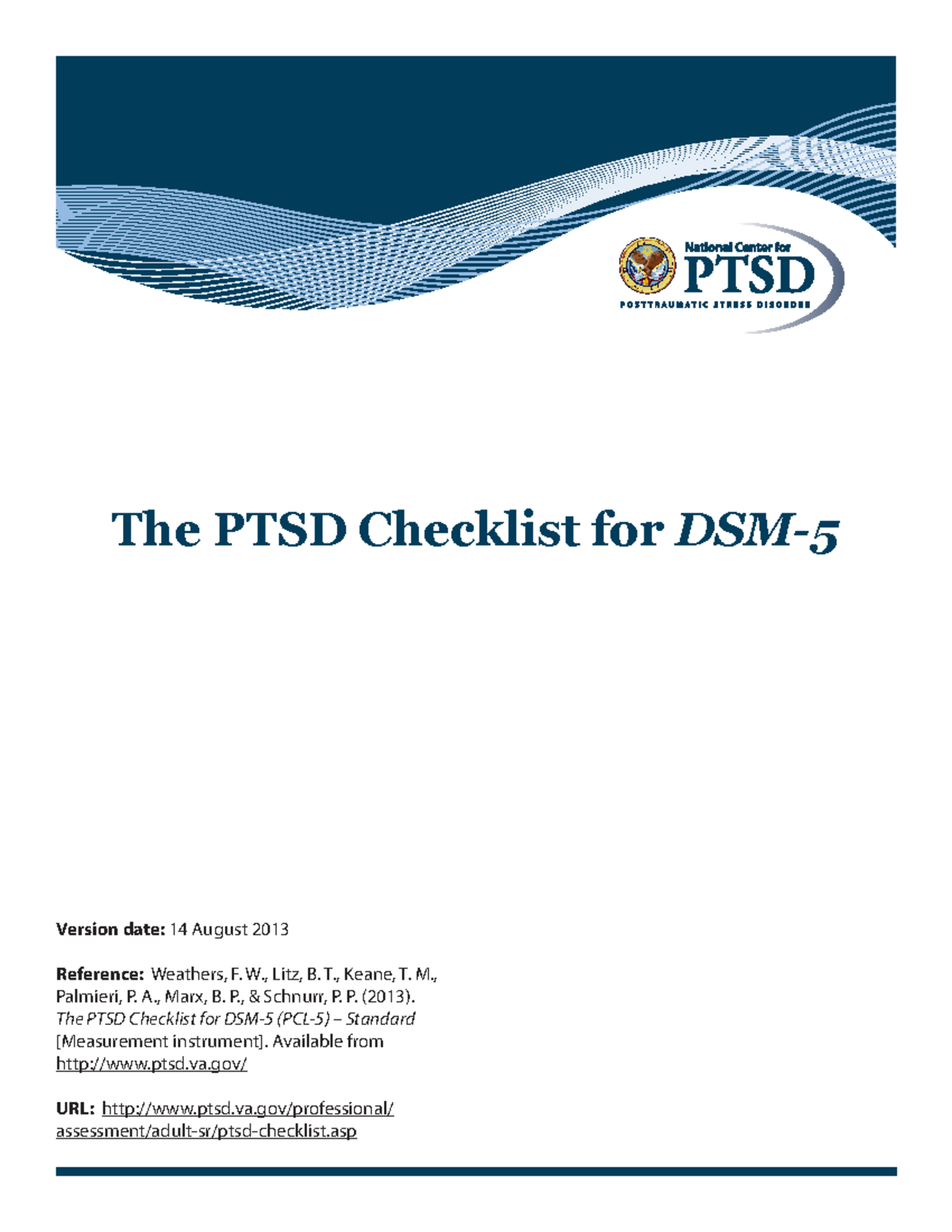 PCL-5 Standard - PtsdScale - masters in psychology - The PTSD Checklist ...