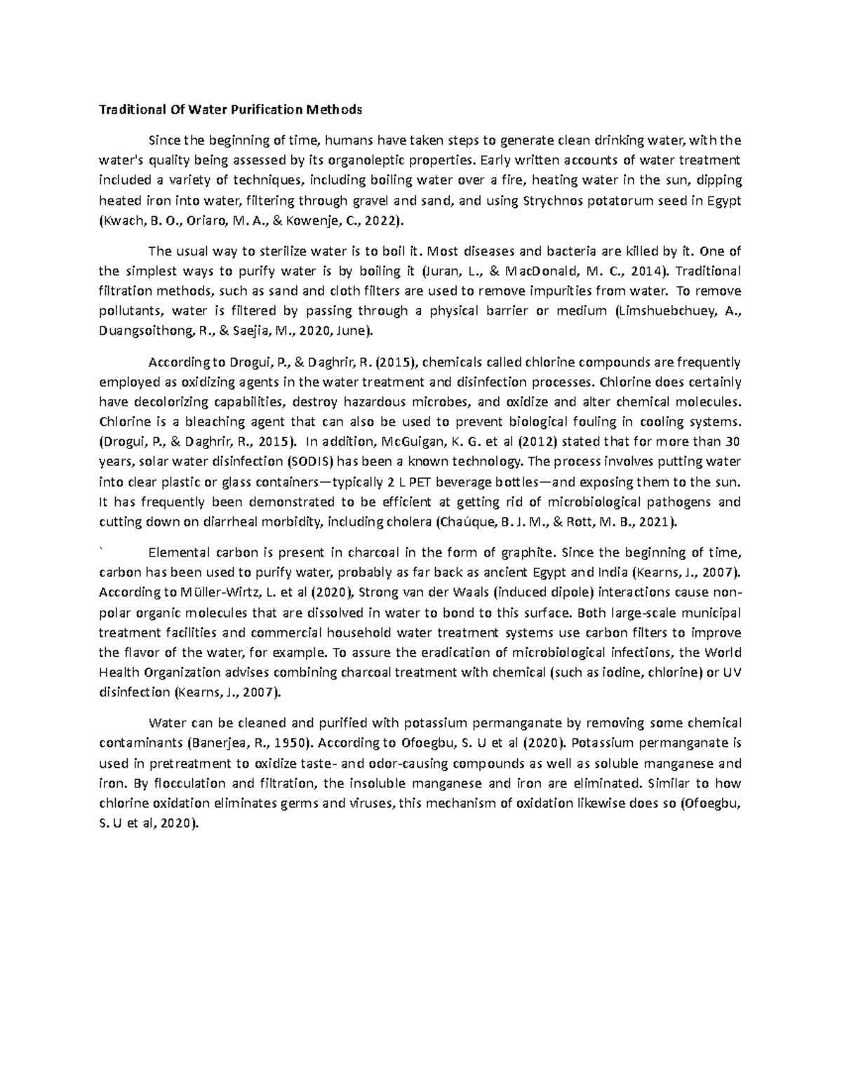 Traditional Of Water Purification Methods - Early written accounts of ...