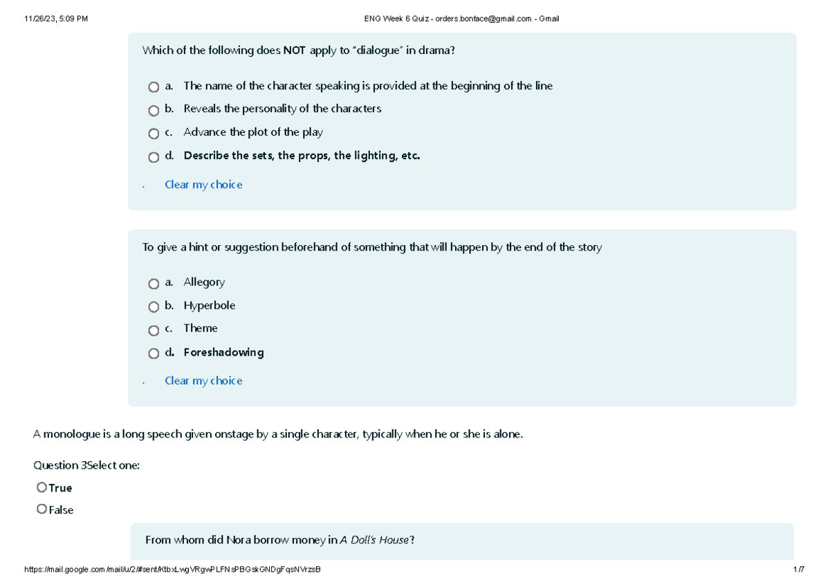 ENG COMP II Week 6 Quiz 70% - Which of the following does NOT apply to ...