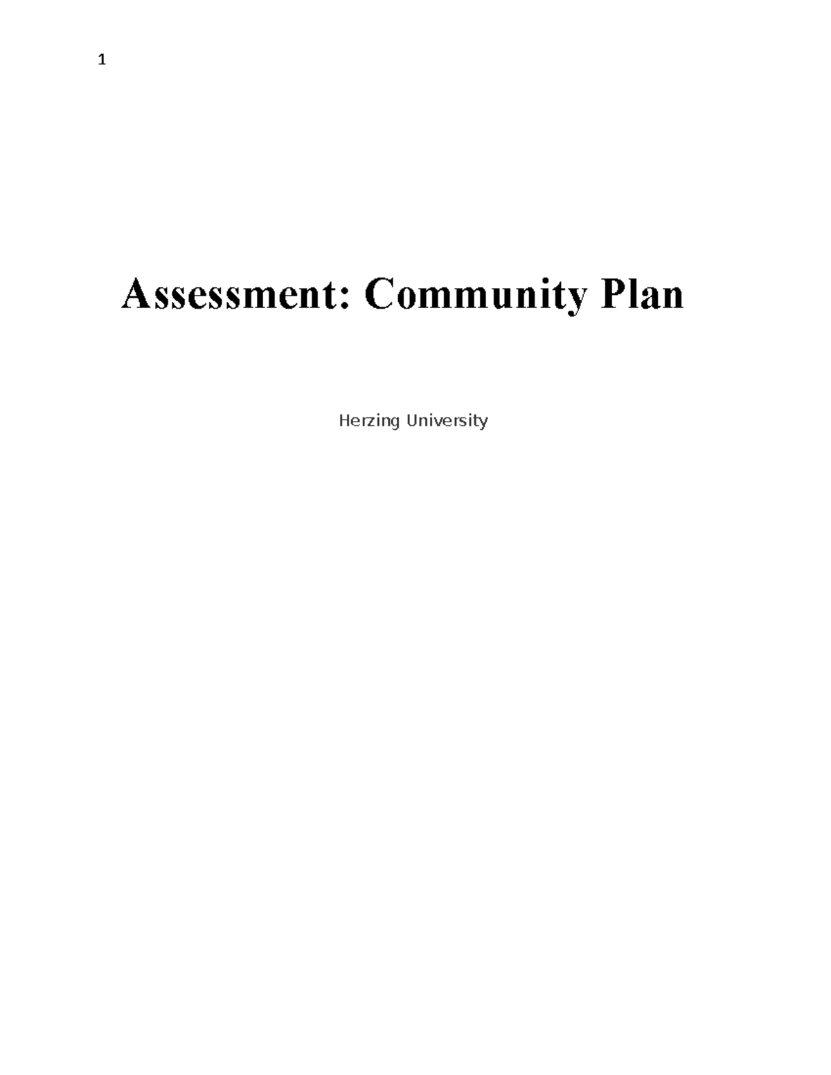 Community Nursing Project Paper Week 6 Apt Assessment Community Plan