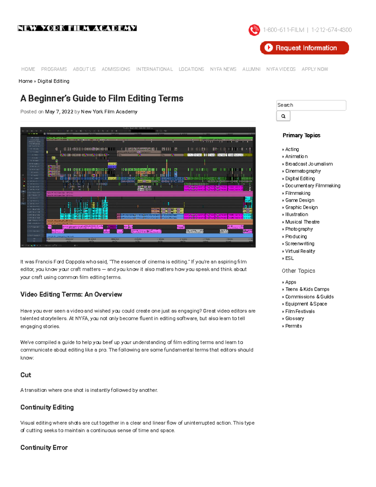 A Beginner’s Guide to Film Editing Terms NYFA Digital Editing - A ...