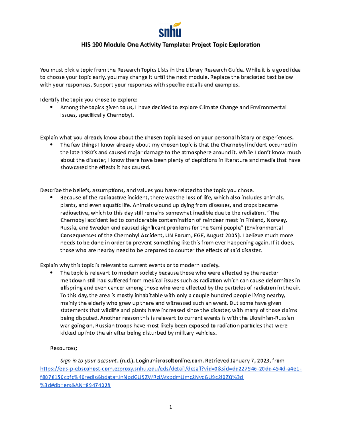 HIS 100 Module One Activity Template - While it is a good idea to ...