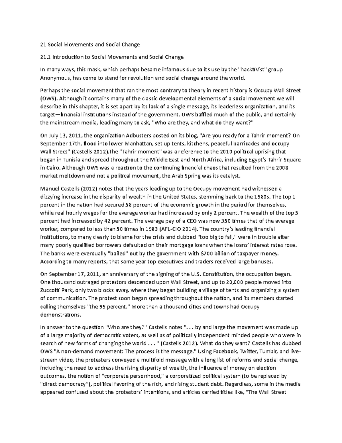 Ch. 21 social movements and social change notes - 21 Social Movements ...