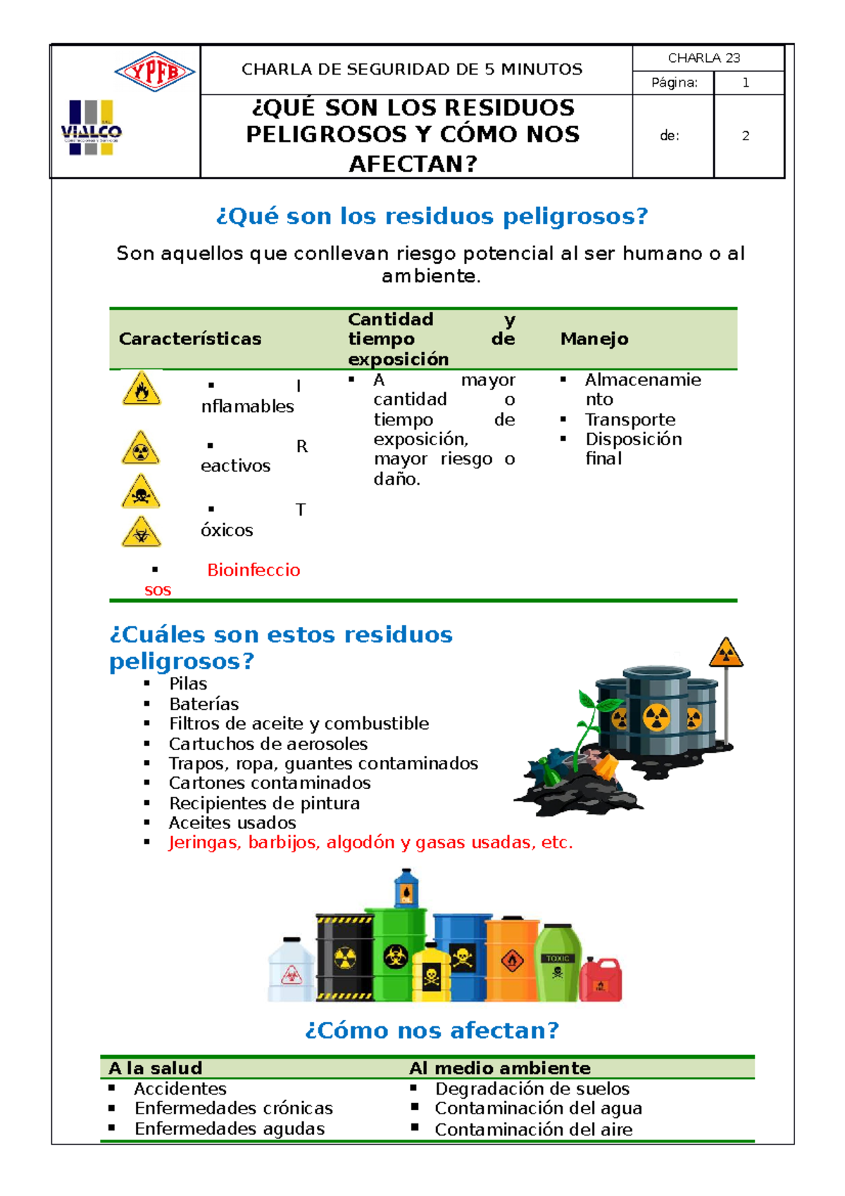 Charla 23. Que son los residuos peligrosos y como nos afectan - CHARLA ...