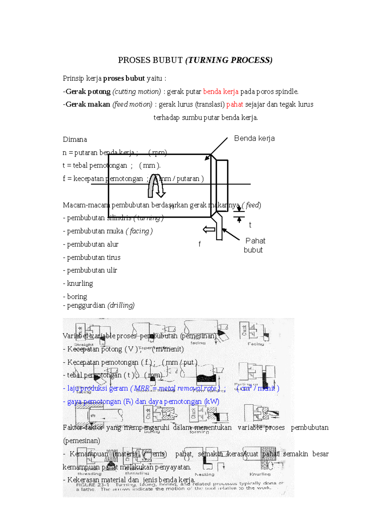 Proses produksi 1 - fewfeswf - f t n Benda kerja Pahat bubut PROSES ...