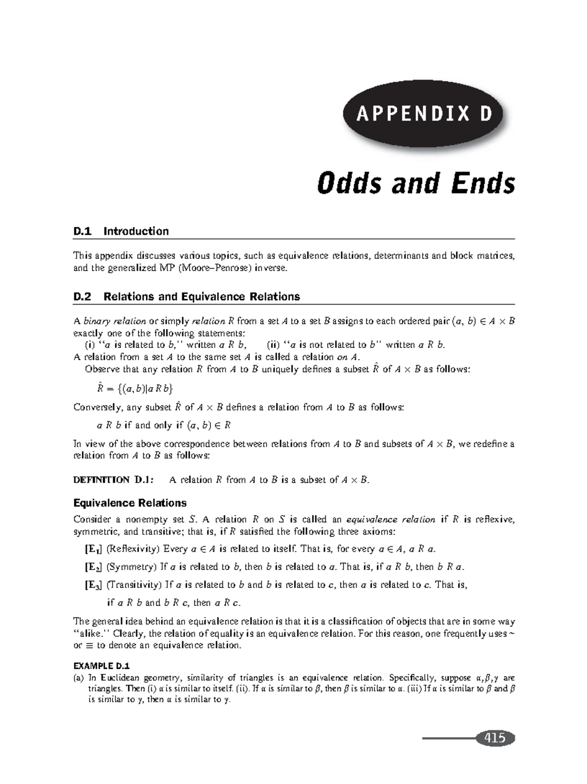 Linear Algebra D - 學習資源 - Odds and Ends D Introduction This appendix ...