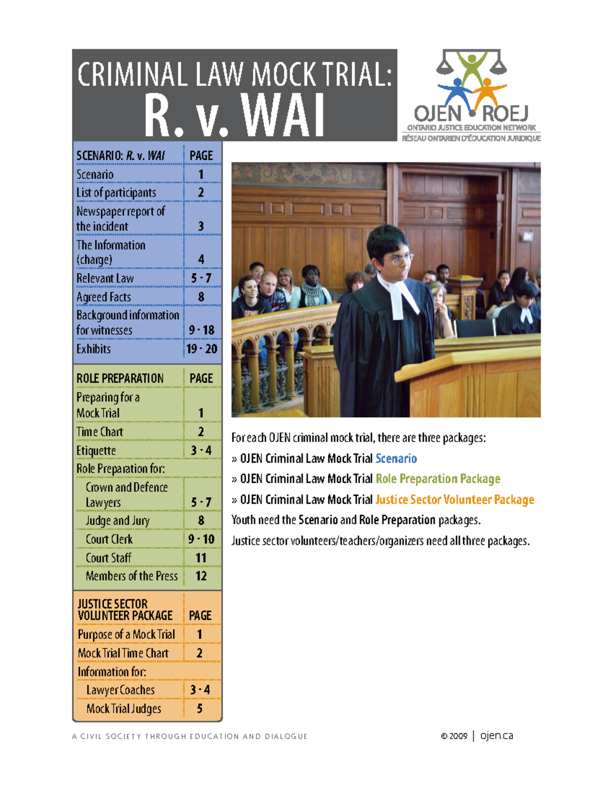 Mock trial WAI - overview - justice sector volunteer package page ...