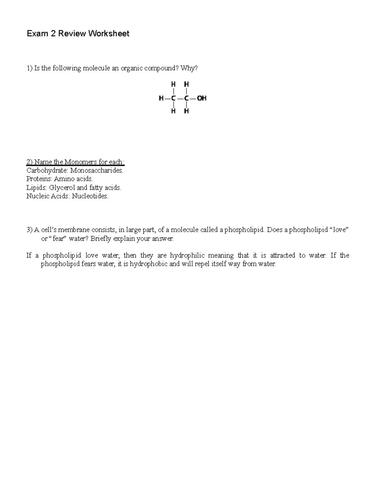 Exam2 Review Worksheet B - Exam 2 Review Worksheet Is the following ...