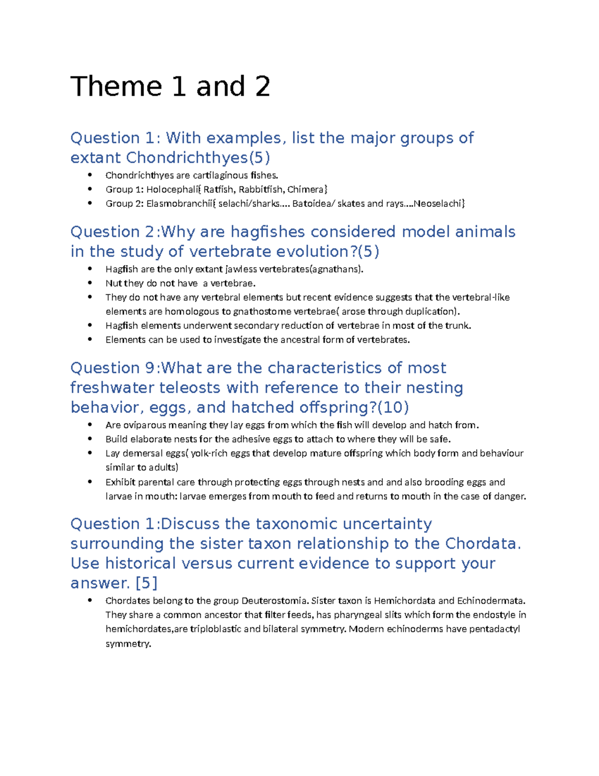 Zen exam prep questions - Theme 1 and 2 Question 1: With examples, list ...