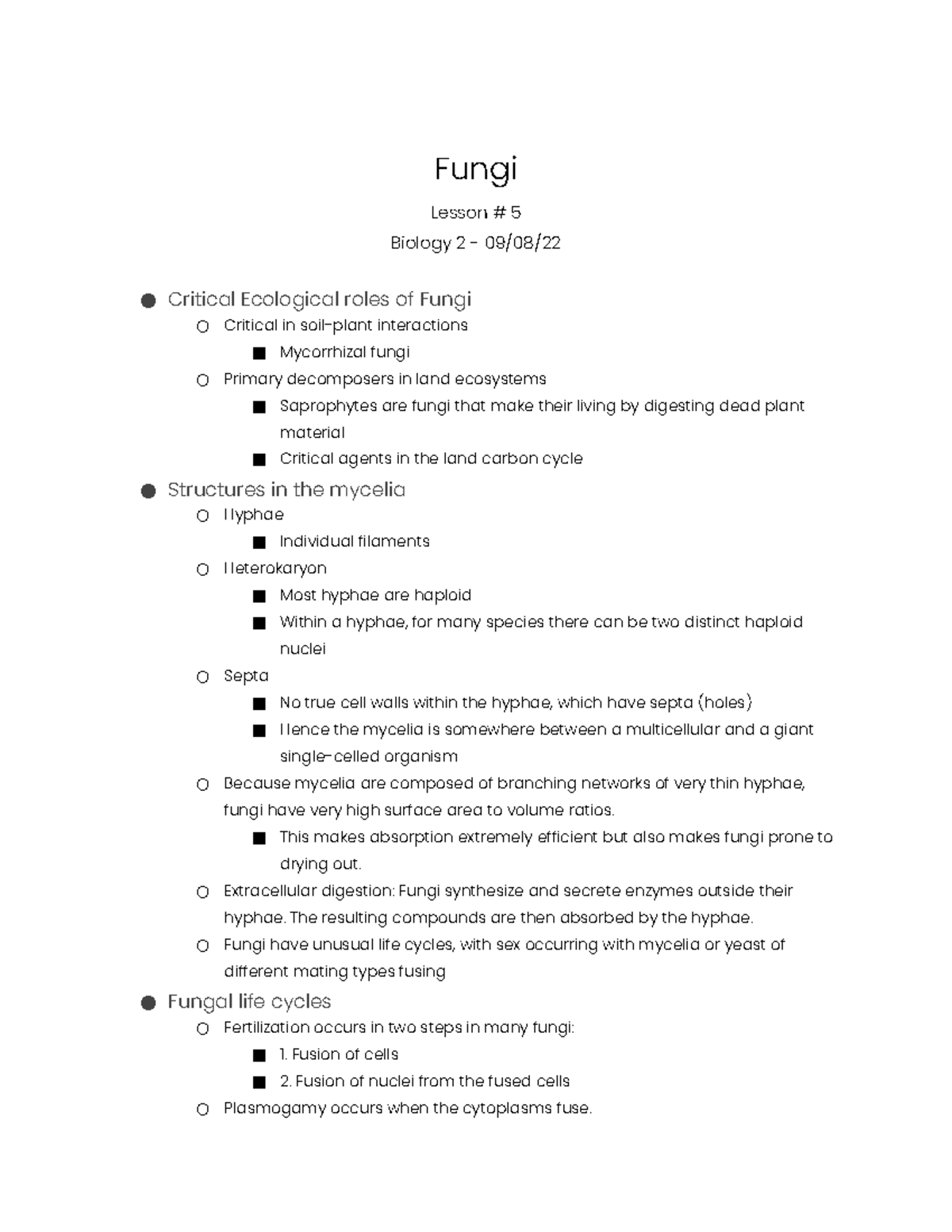 Fungi - Professor Bruce - Fungi Lesson # 5 Biology 2 - 09/08/ Critical ...
