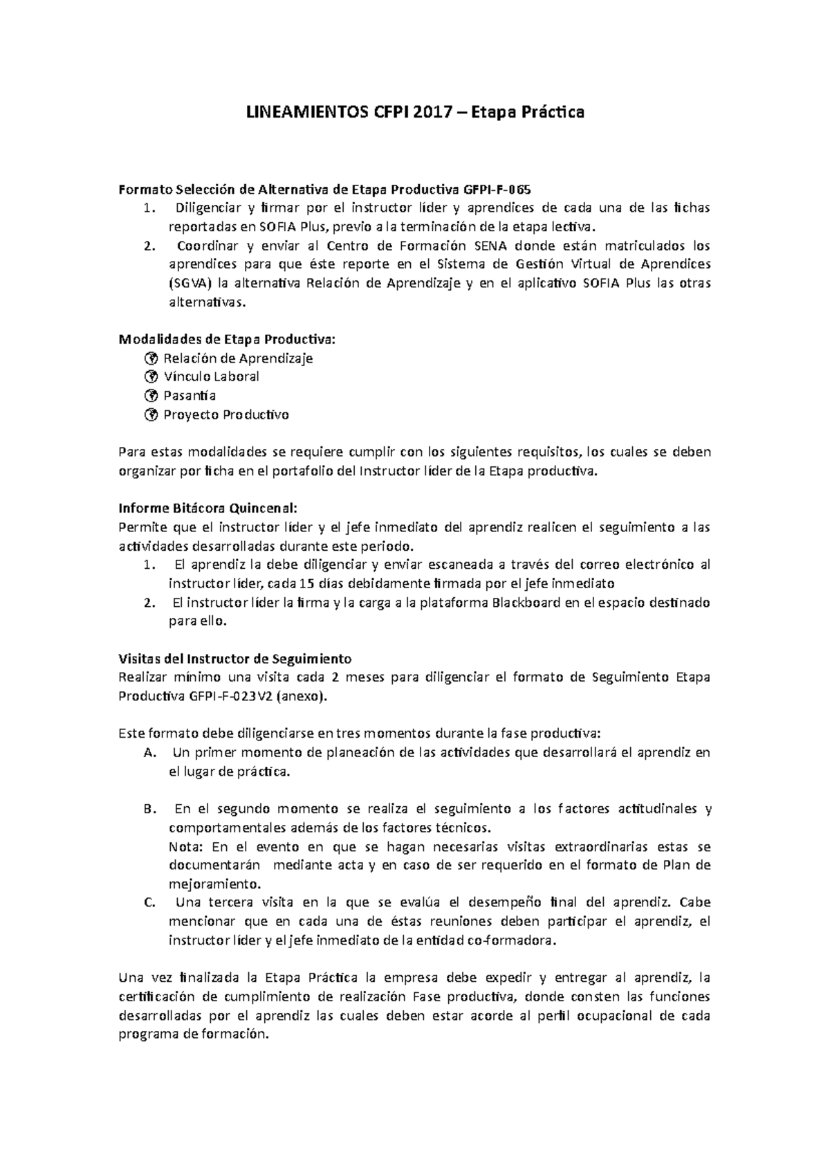 Lineamientos CFPI 2017 - LINEAMIENTOS CFPI 2017 – Etapa Práctica ...