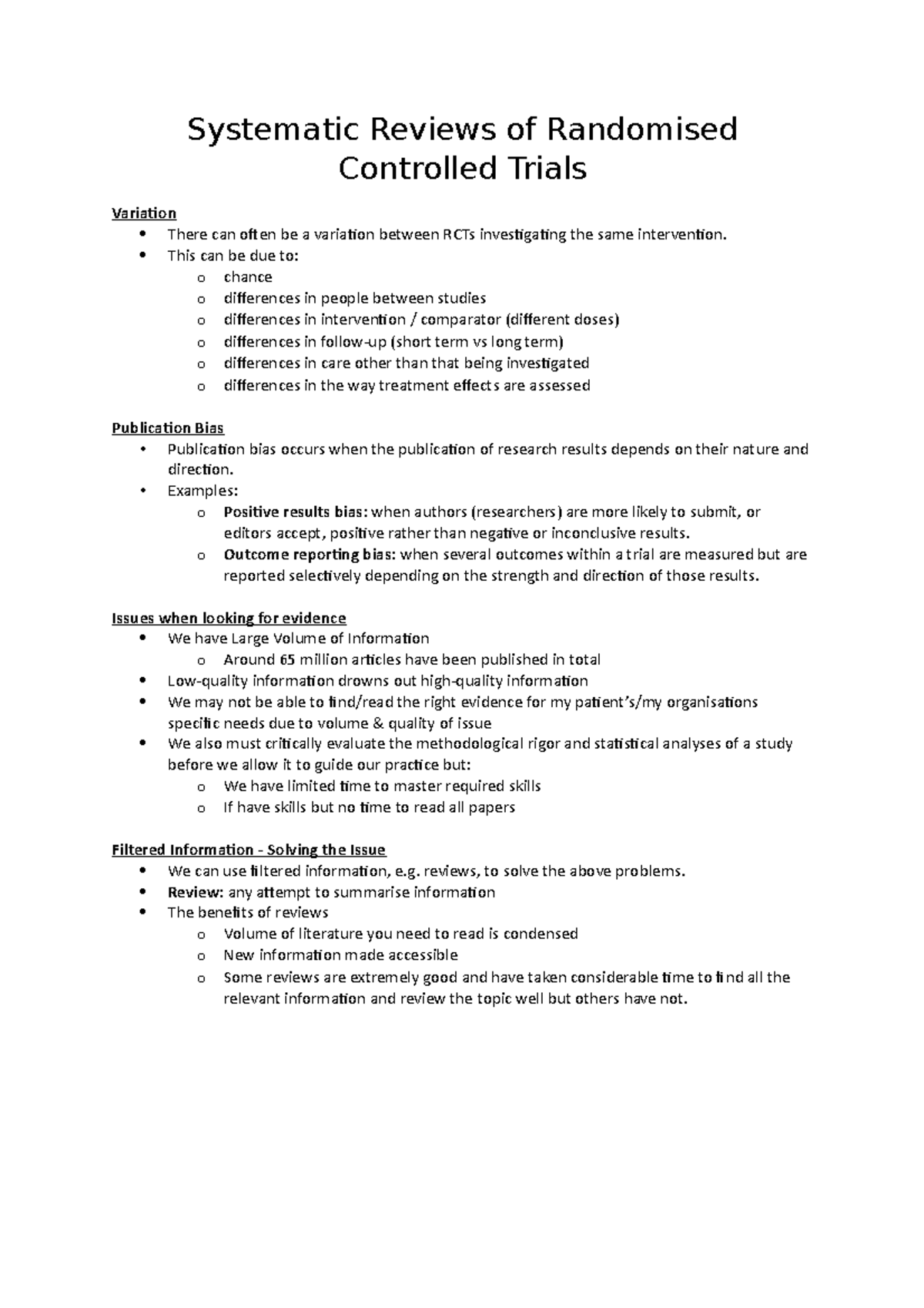 3. Systematic Reviews of Randomised Controlled Trials - Systematic ...