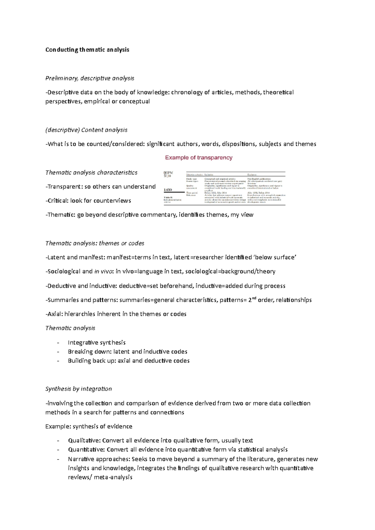 Conducting thematic analysis - Conducting thematic analysis Preliminary ...