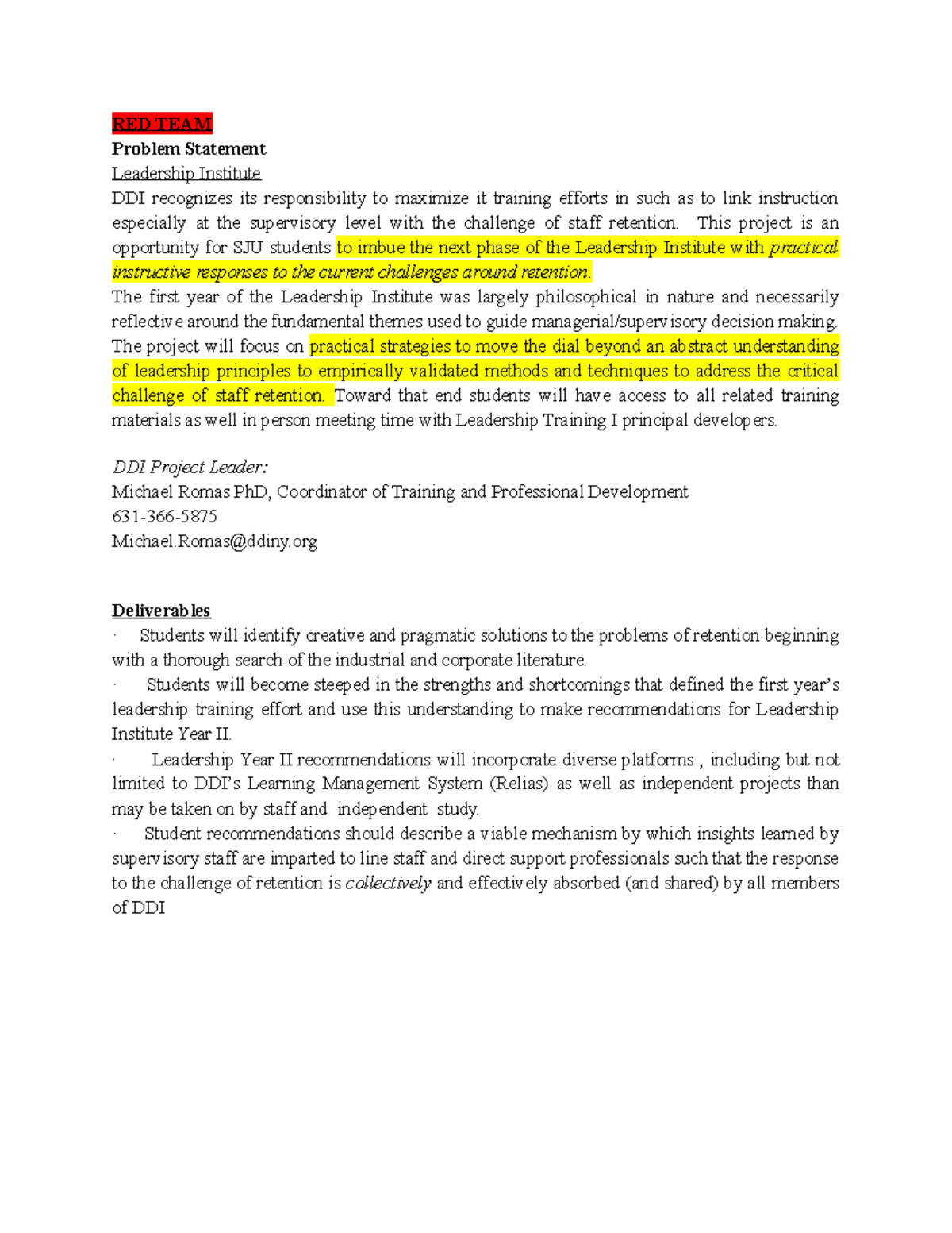 Problem Statement - RED TEAM Problem Statement Leadership Institute DDI ...