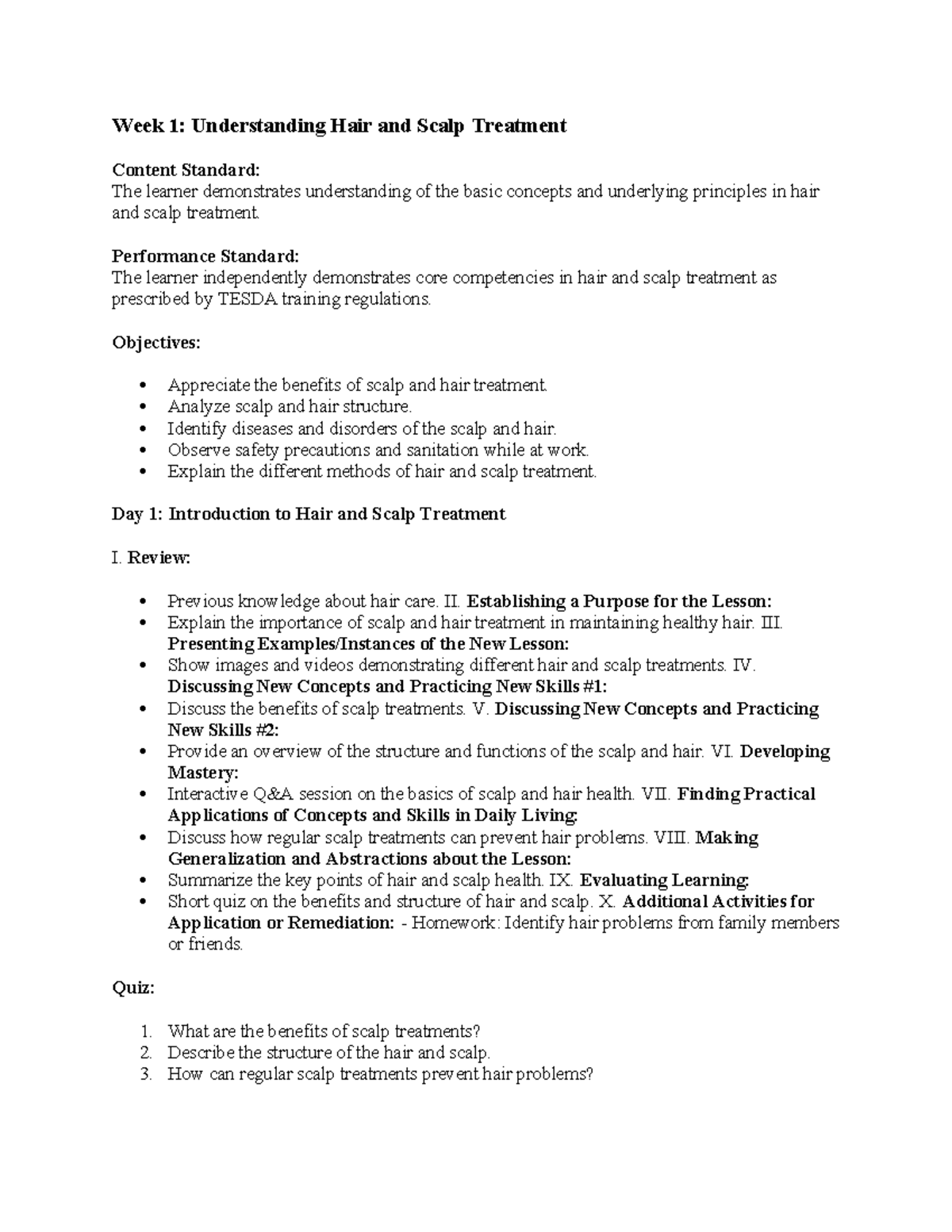 Week 1-8-1 - Modules in hairdressing - Week 1: Understanding Hair and ...