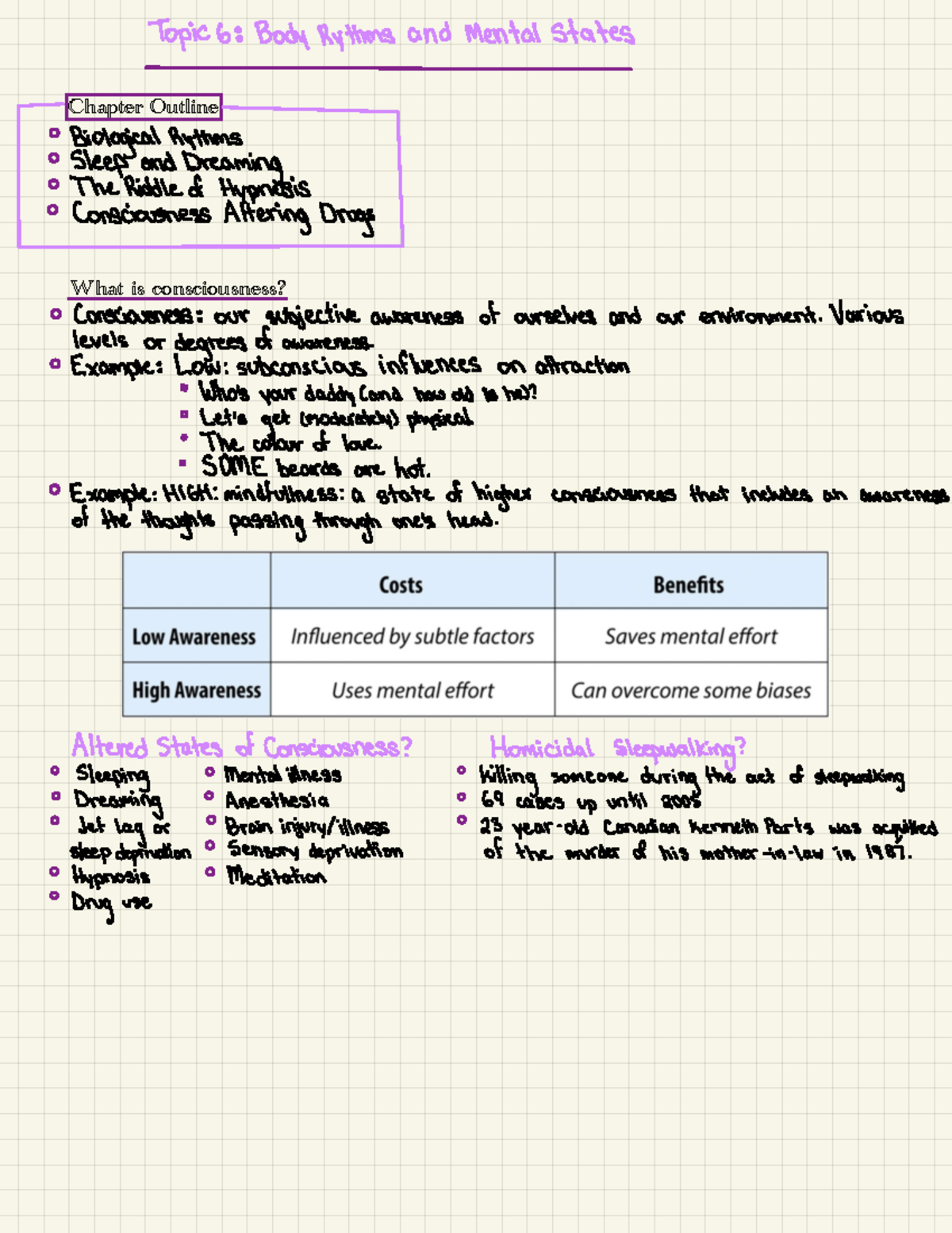 Psychology - Body Rhythms - Chapter Outline What is consciousness? To p ...
