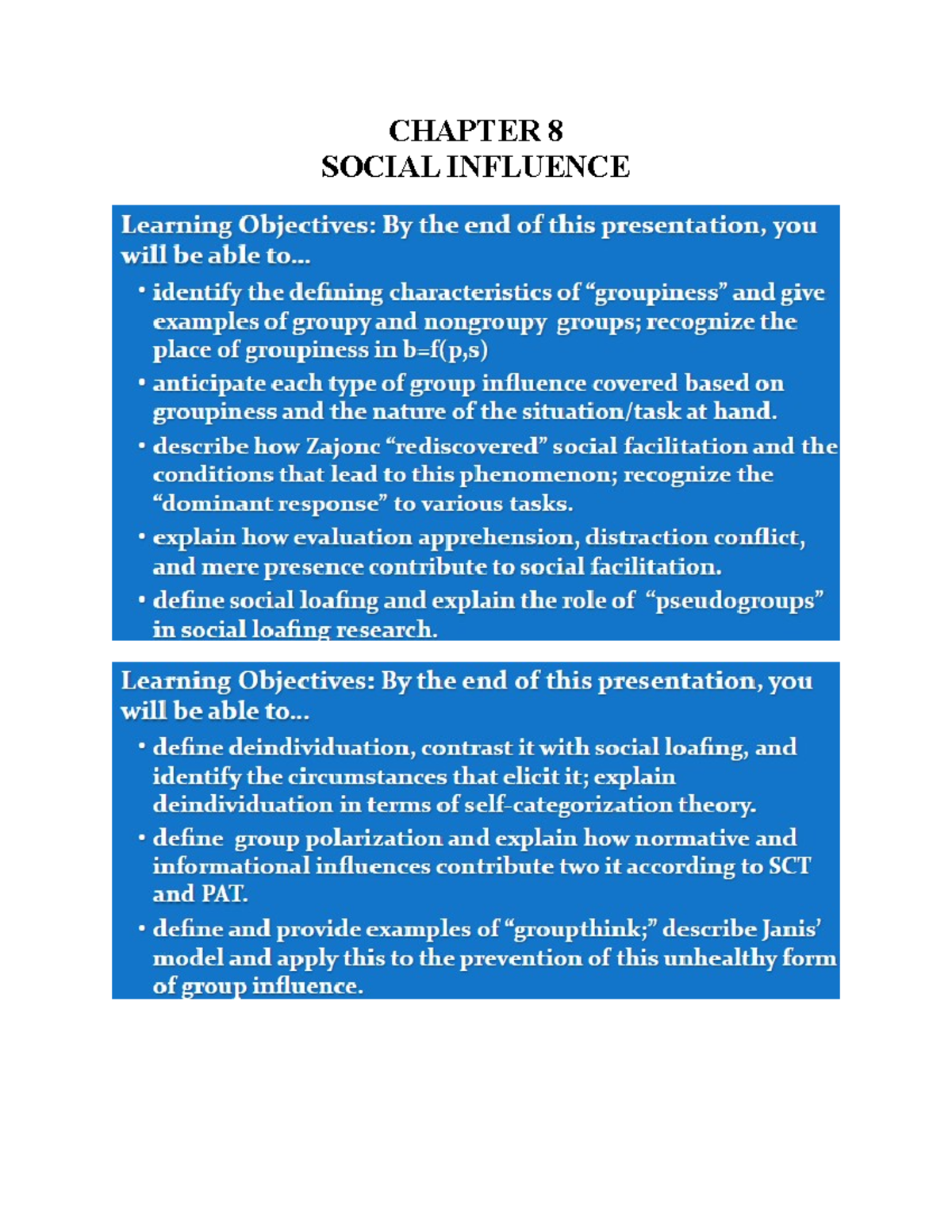 Social Psychology Lecture Notes Groups & Group Influence - PSY 360 ...