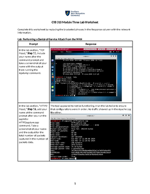 CYB 310 Module Two Lab Worksheet - John Waters - CYB 310 Module Two Lab ...
