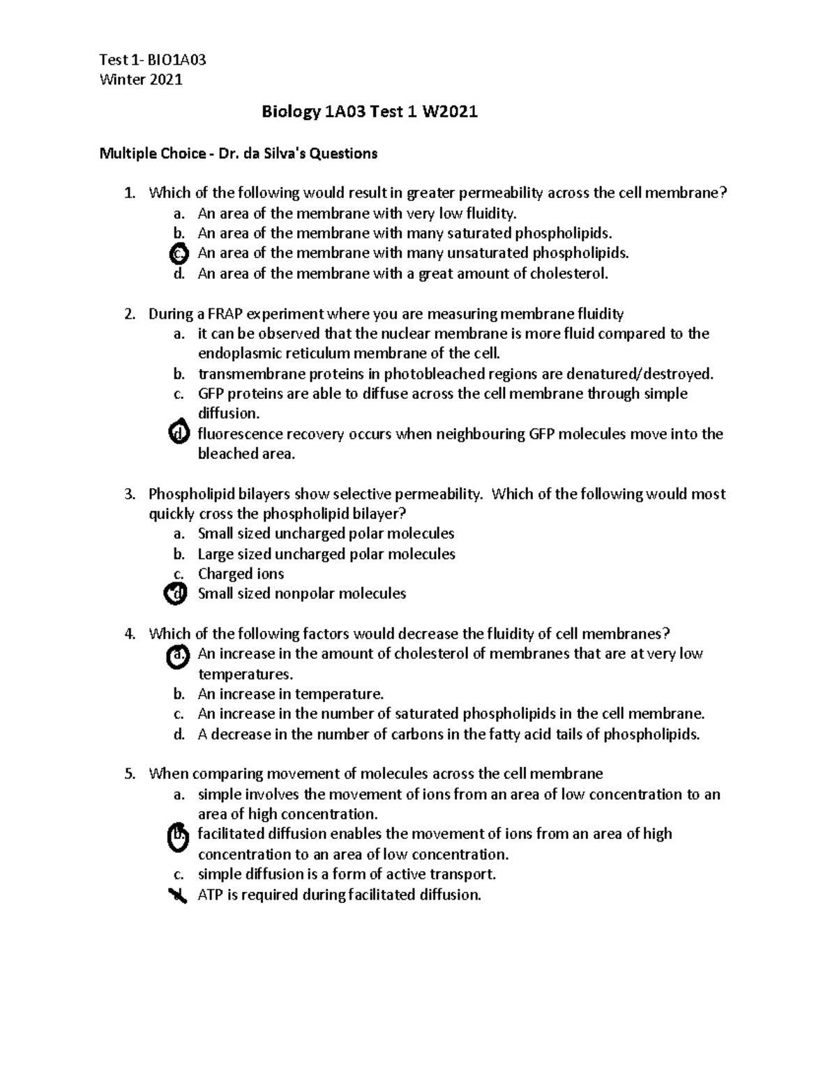 Test 1 2021 - Practice Test 1 - Winter 2021 ####### Biology 1A 03 Test ...