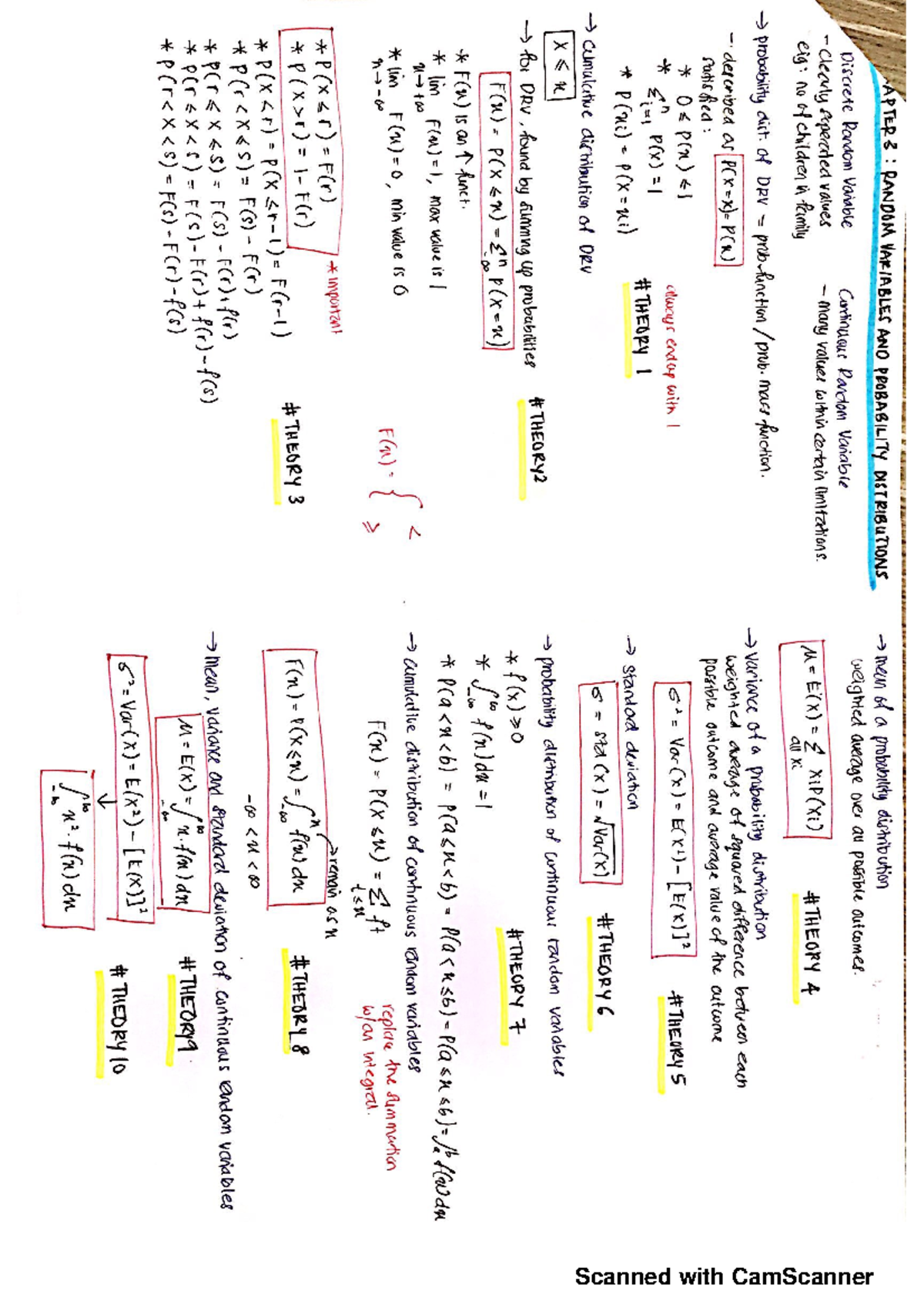 CH3 Statistic Notes - random variables and probability, mind mapping ...