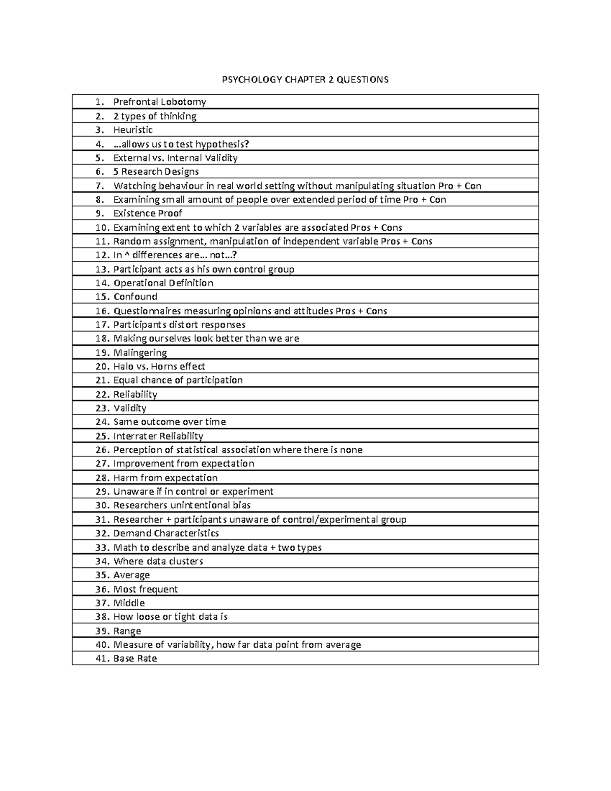 Psychology Chapter 2 Questions - PSYCHOLOGY CHAPTER 2 QUESTIONS ...