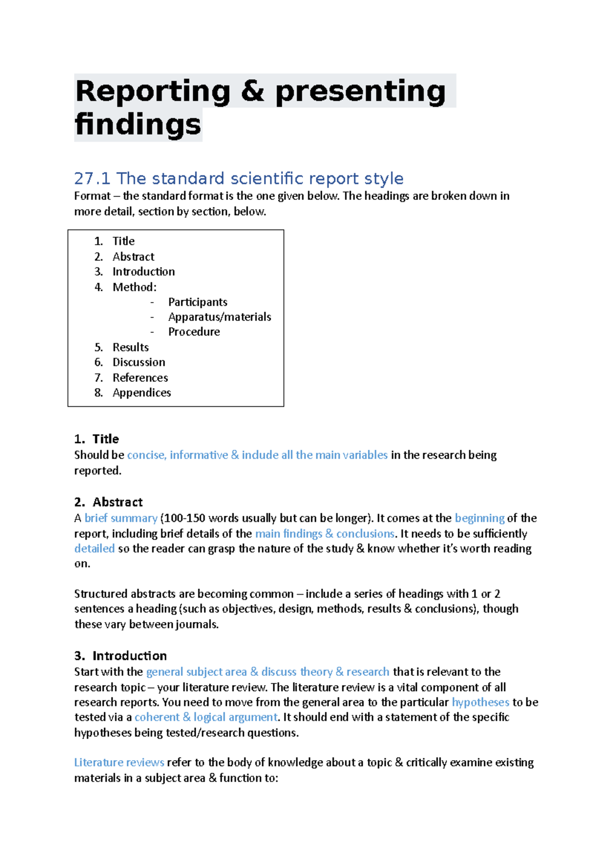 27 Reporting & presenting findings - Reporting & presenting findings 27 ...